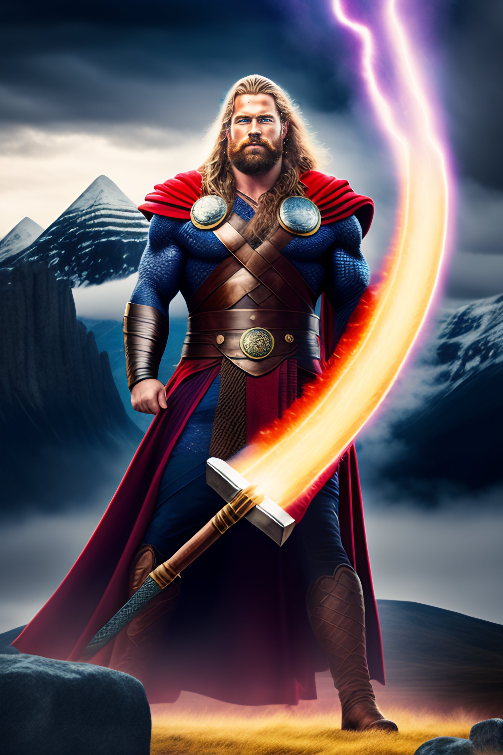 Lexica - Realistic, psychedelic image of Thor Norwegian Viking God ...