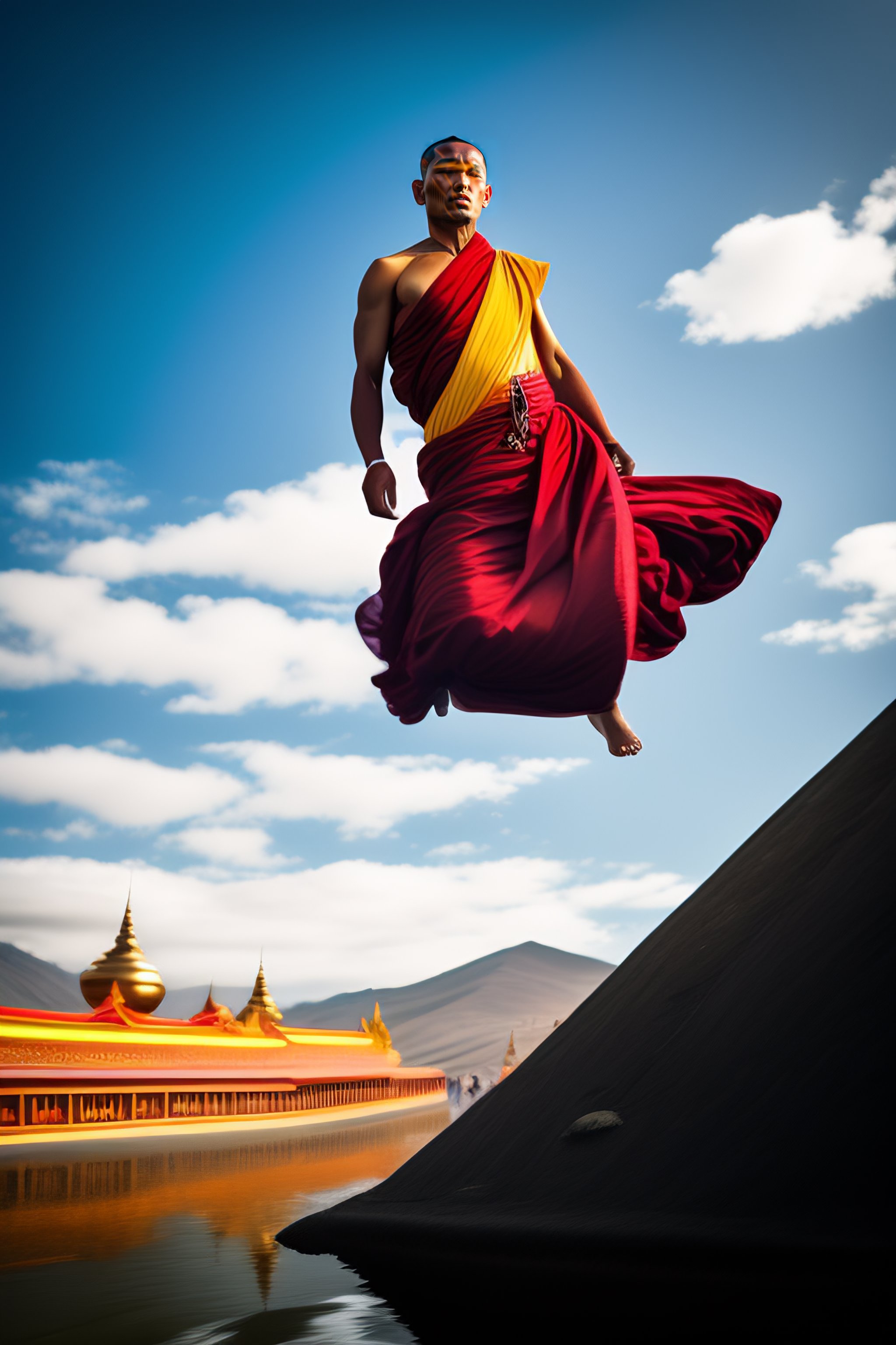 Lexica - Tibetan buddhist monk floating in mid air