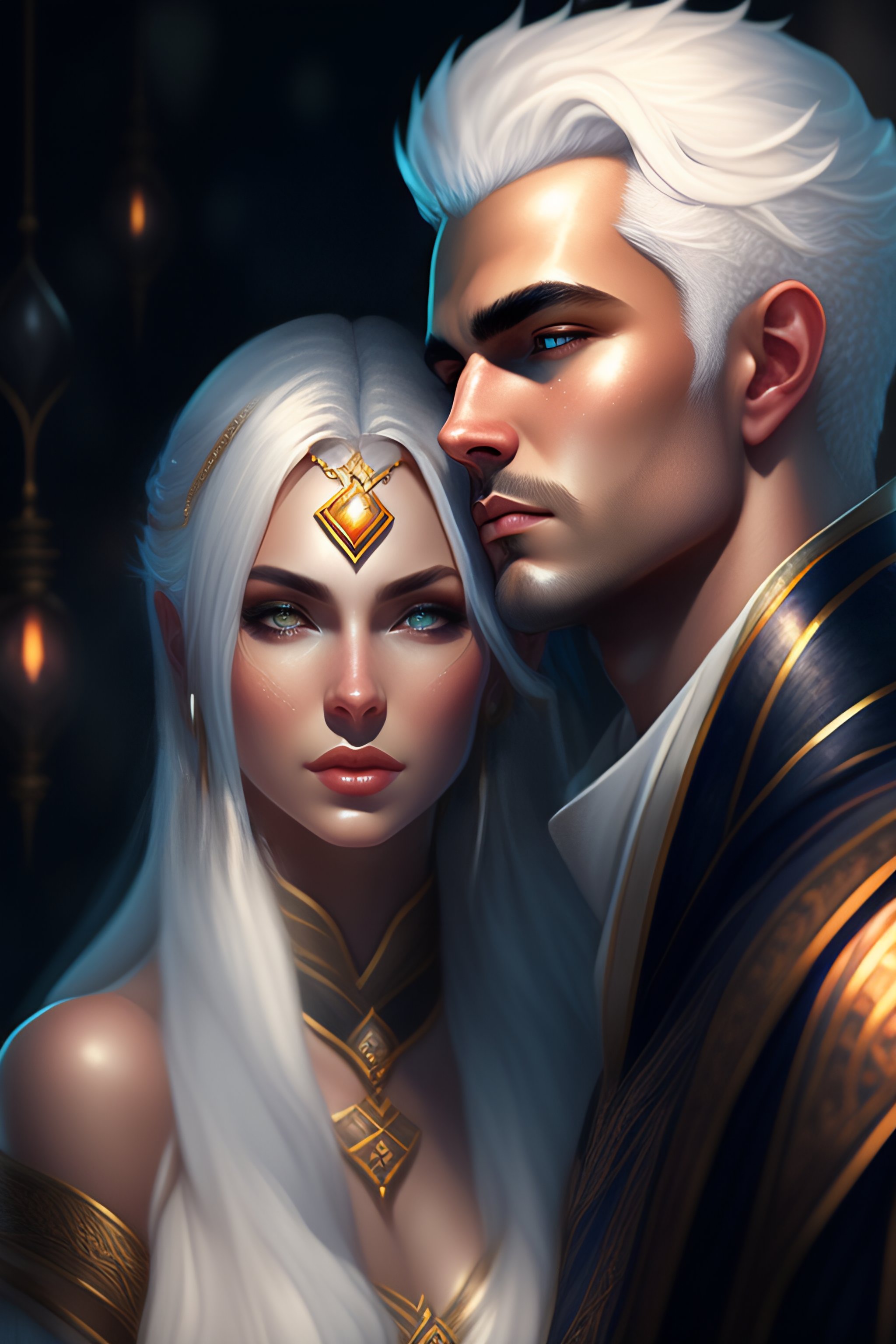 Lexica - Mage godess with white hair, mage god with black hair, pale ...