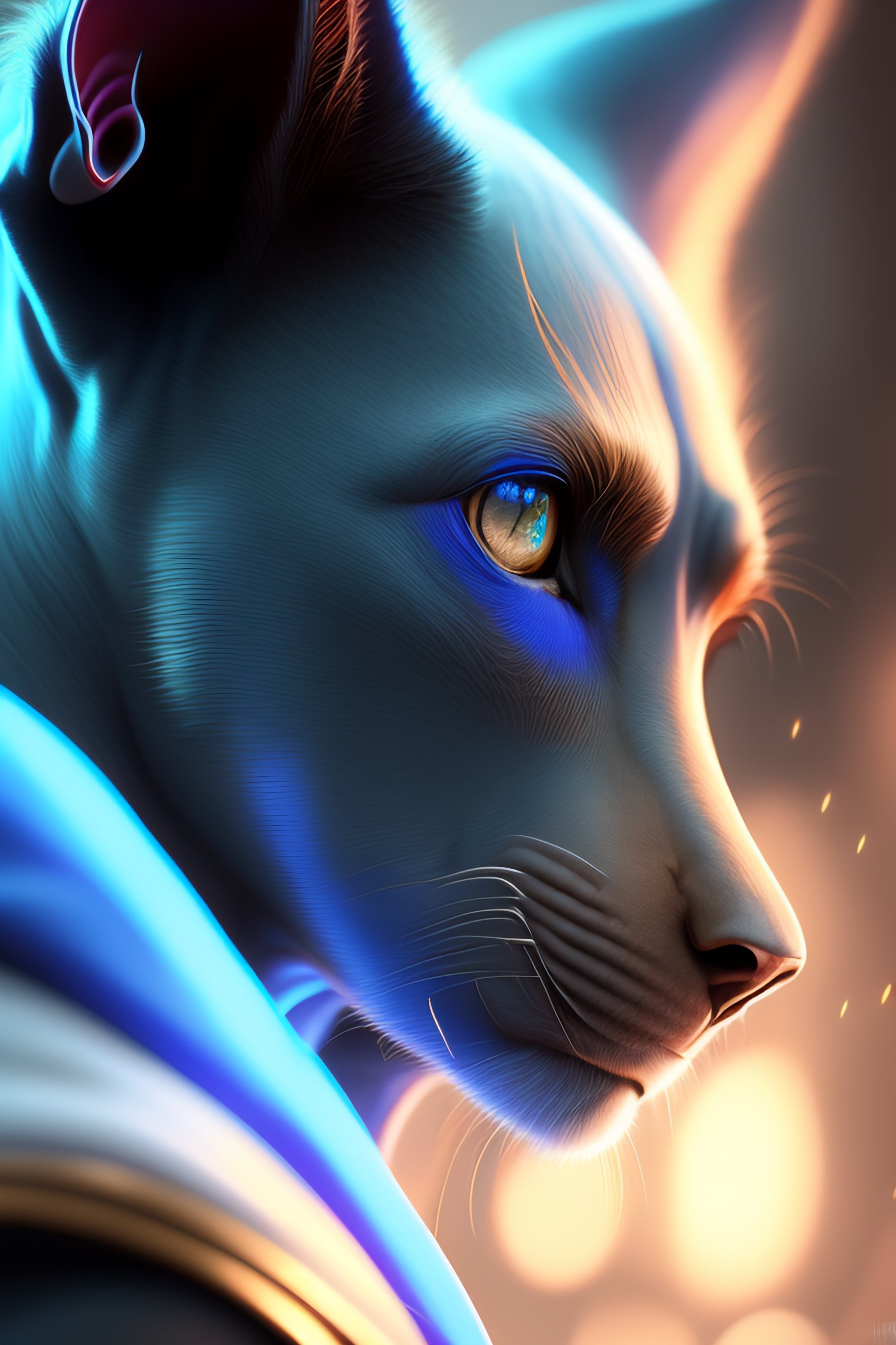 Lexica - Detailed illustration of a bald blue man followed by a wolf ...