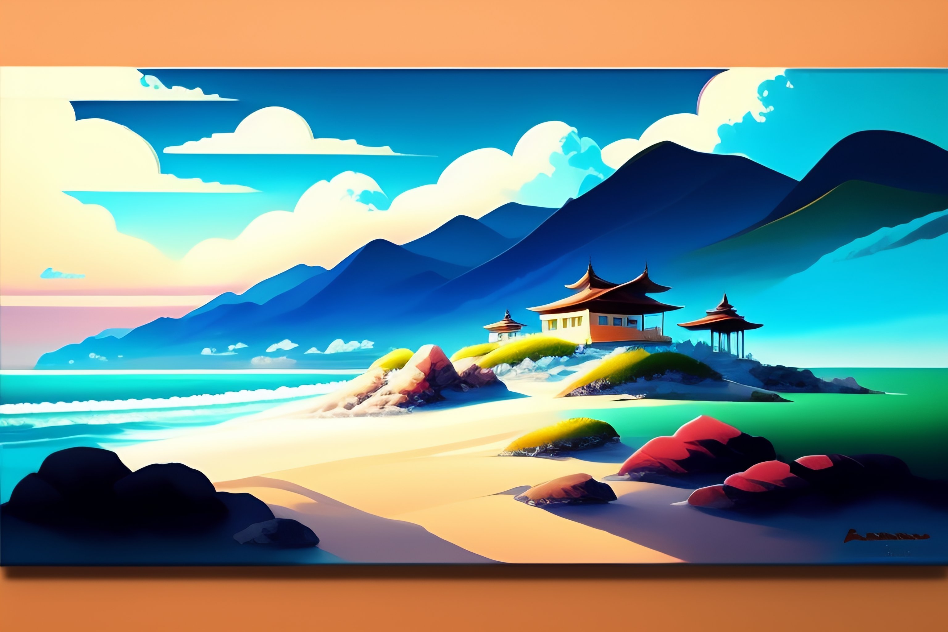 Lexica - Anime background by Kazuo Oga, a lone stucco house by the ...