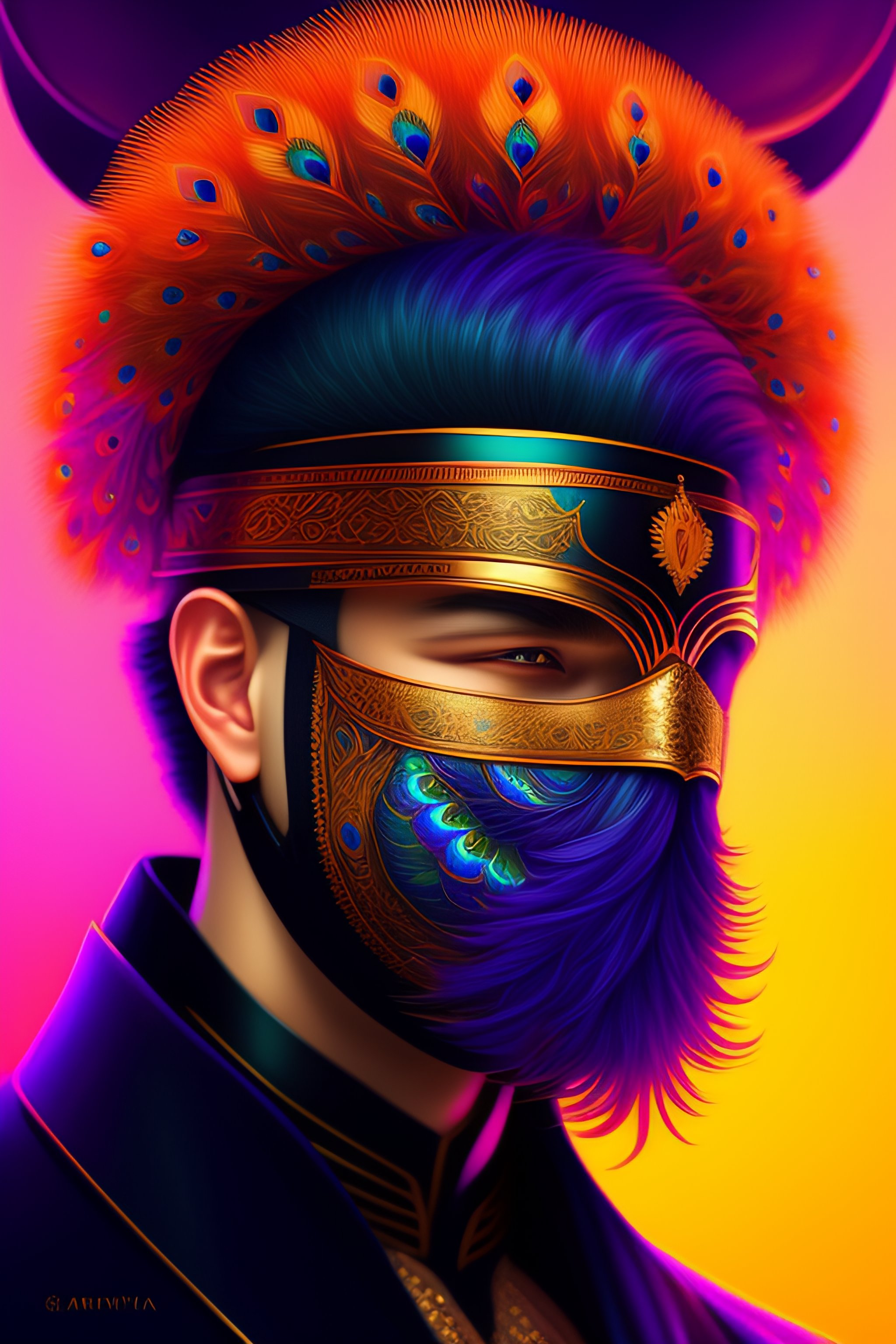 Lexica - Centered detailed portrait of a masked man with short beard ...