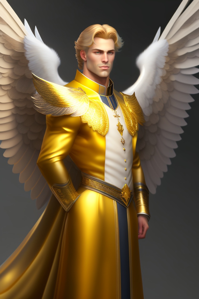 Lexica - Precious male angel with yellow wings, beautiful and perfect ...