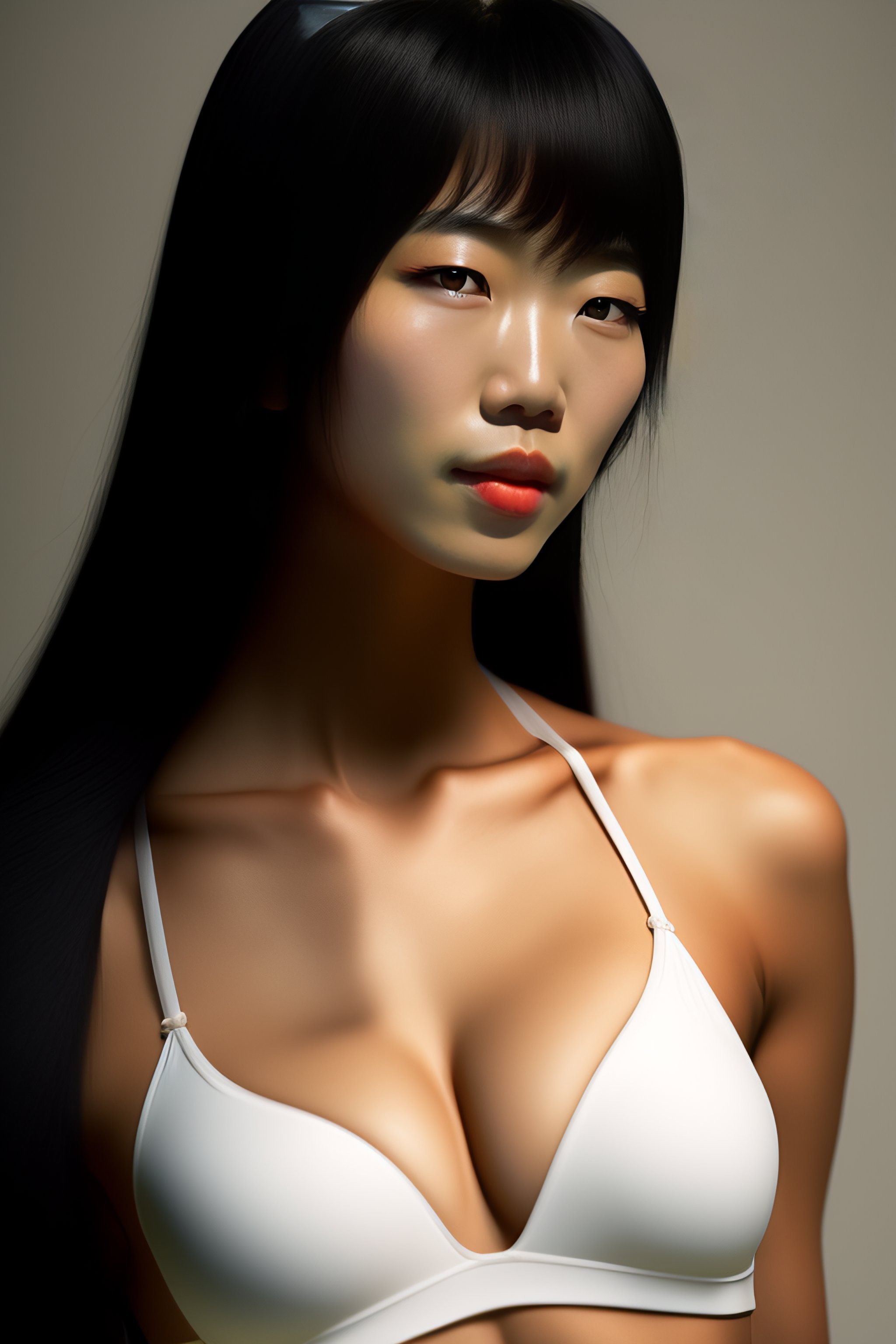 Lexica - Female, Japanese, black long straight hair, around 20 years old, G cup, black swimming ...