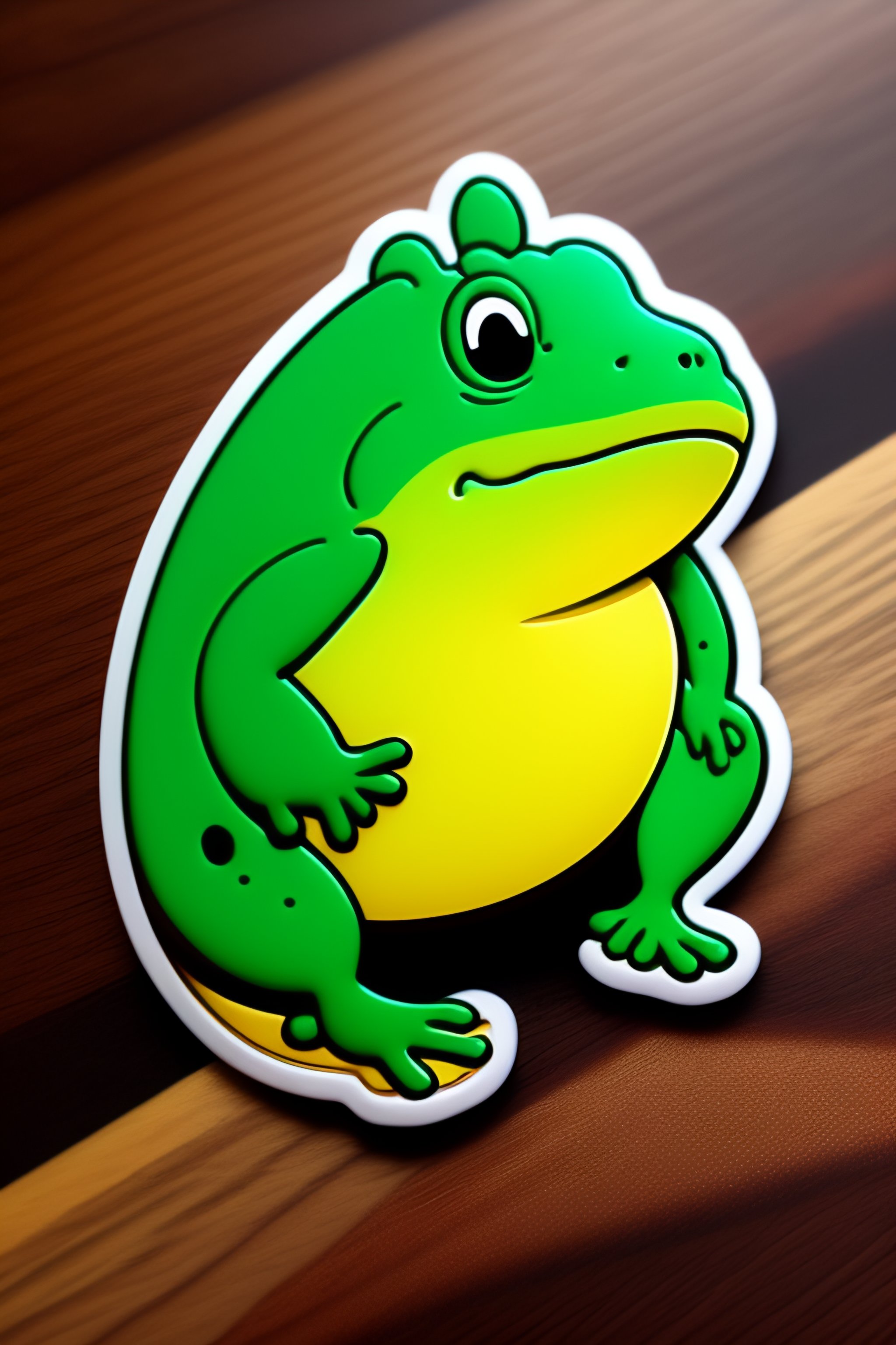 Lexica - A die cut sticker of lazy and sleepy big frog in the style of ...