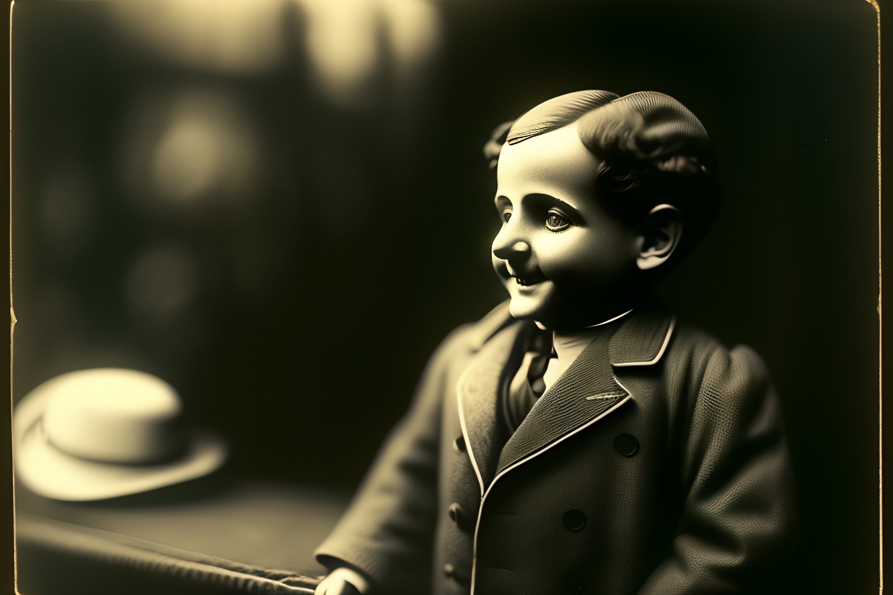 Lexica - Ventriloquist figure laying on a stage, smiling, photograph ...
