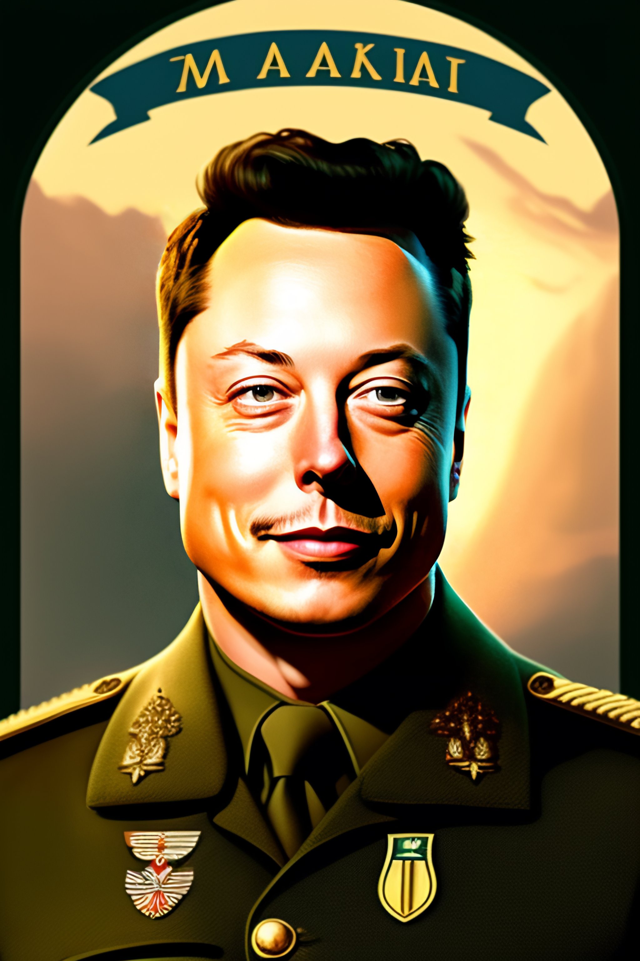 Lexica - Humorous Cartoon of Elon musk as a soldier