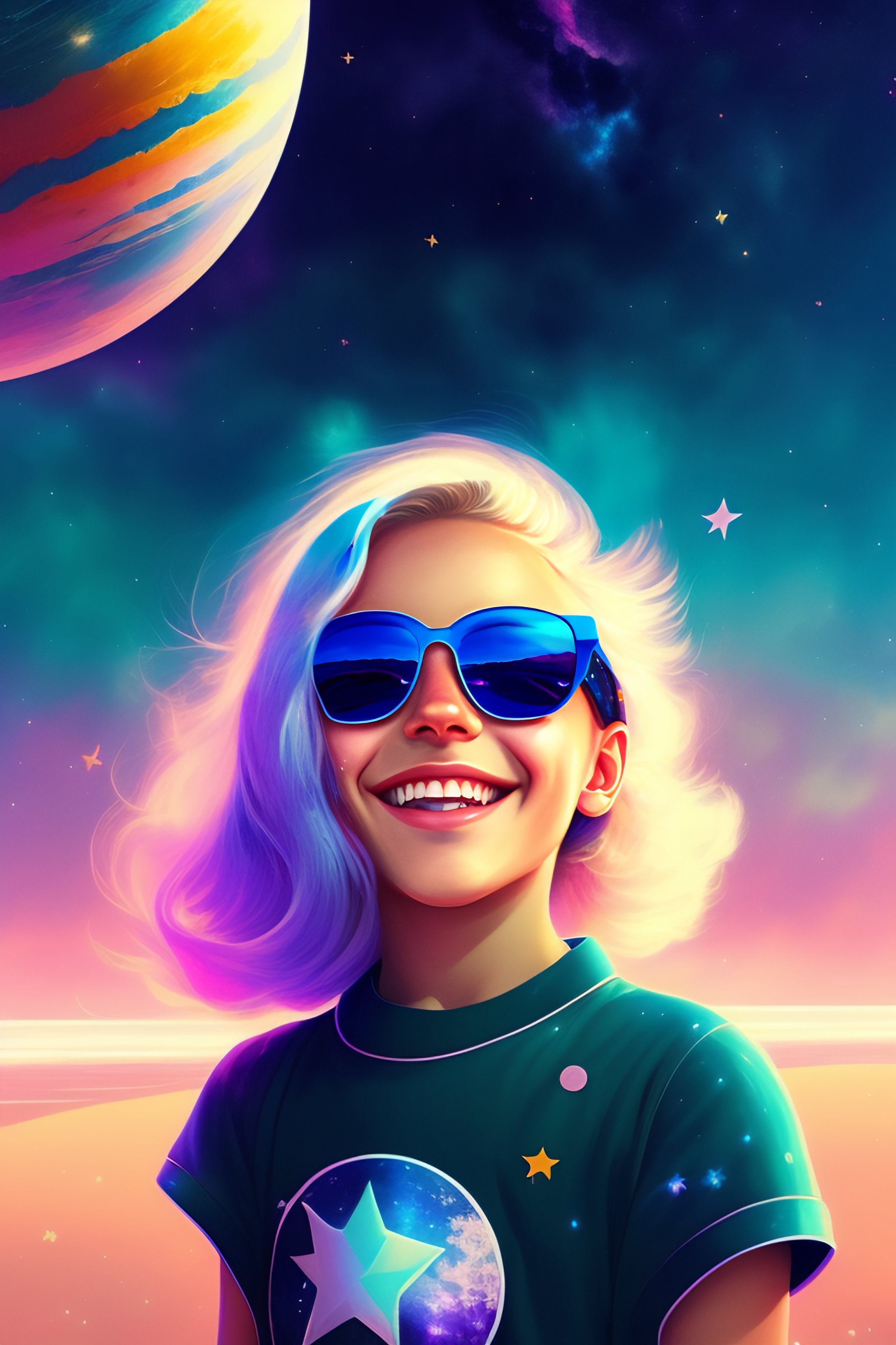 Lexica - Detailed portrait of a happy futuristic Young boy on a ...
