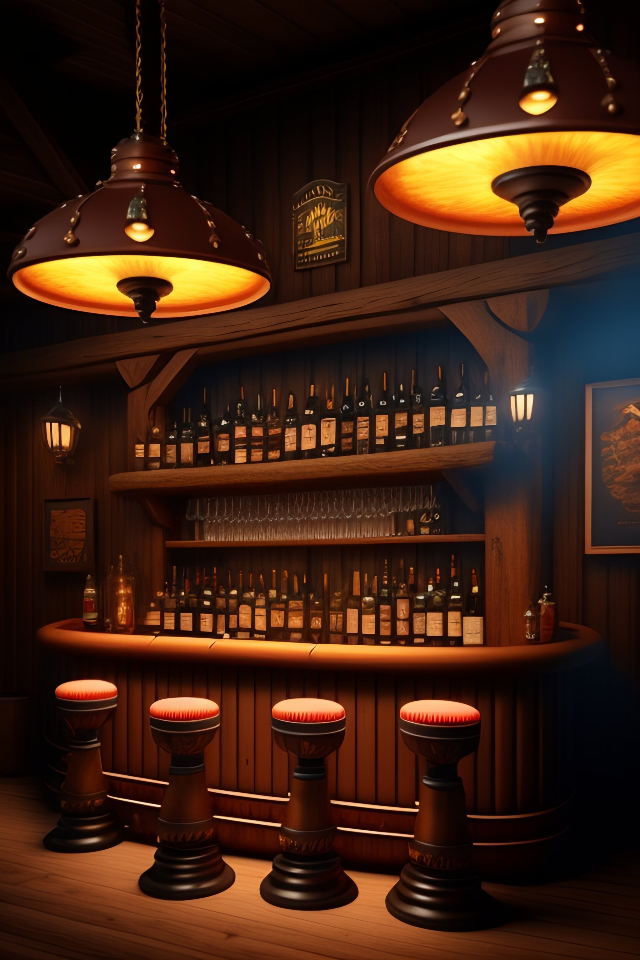 Lexica - Smokey bar, saloon, concept art, chandelier, honky tonk piano ...