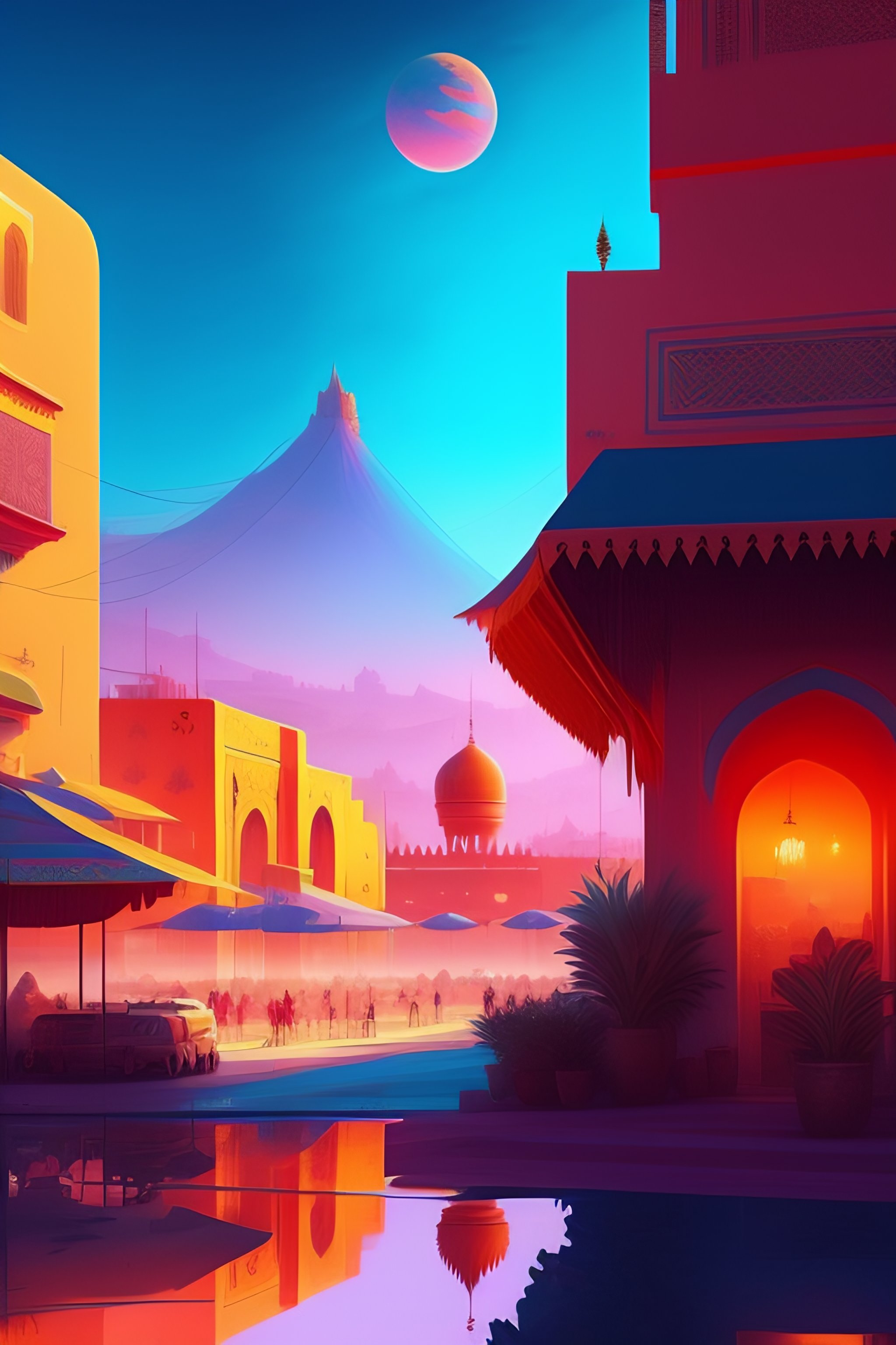 Lexica - Ultra detailed concept art of a moroccan arabic cyberpunk city ...