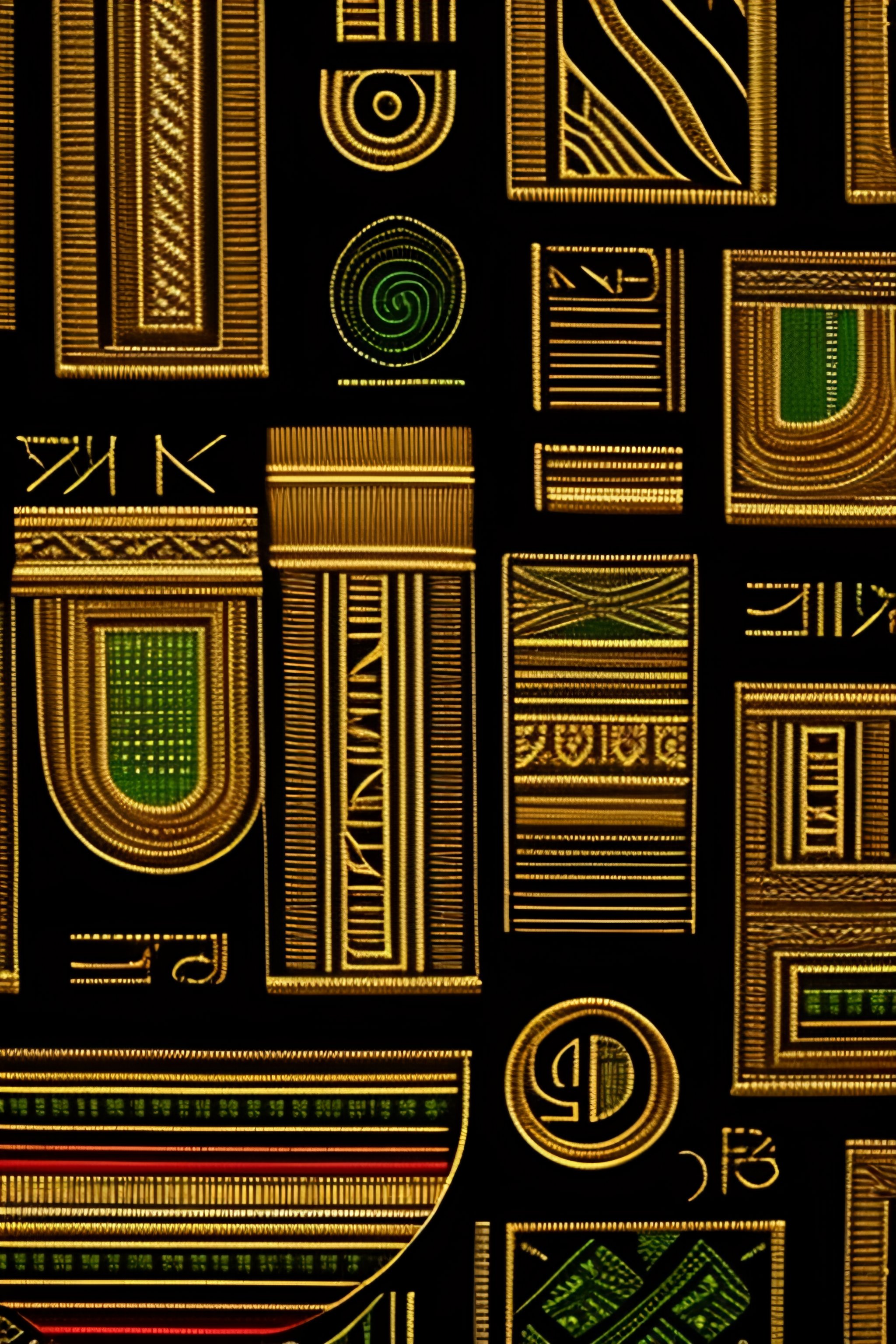 Lexica - Image of African fabric with gold, black, green, Kemet Egypt ...