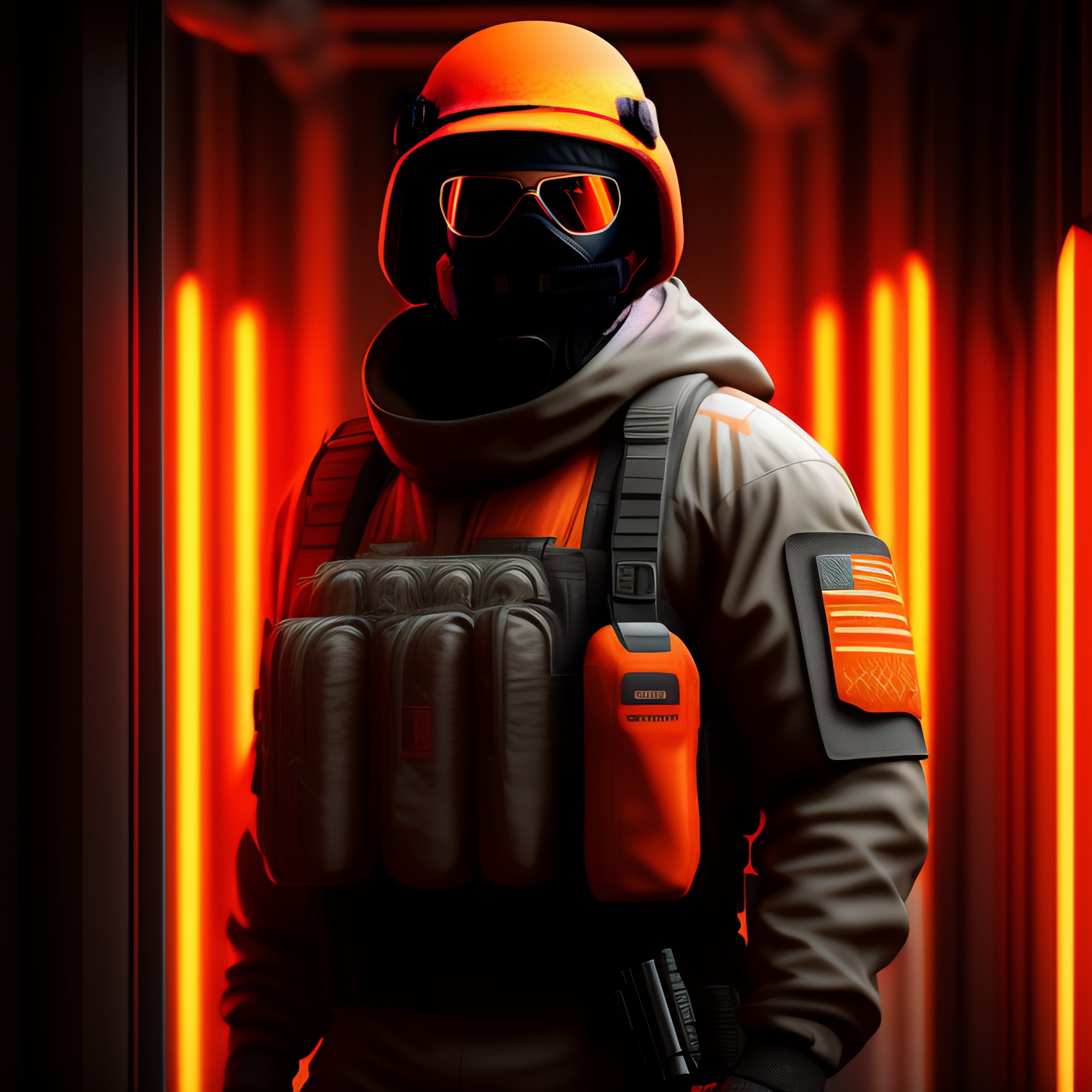 Lexica - CS-GO man terrorist skin, hollographic orange details color ...