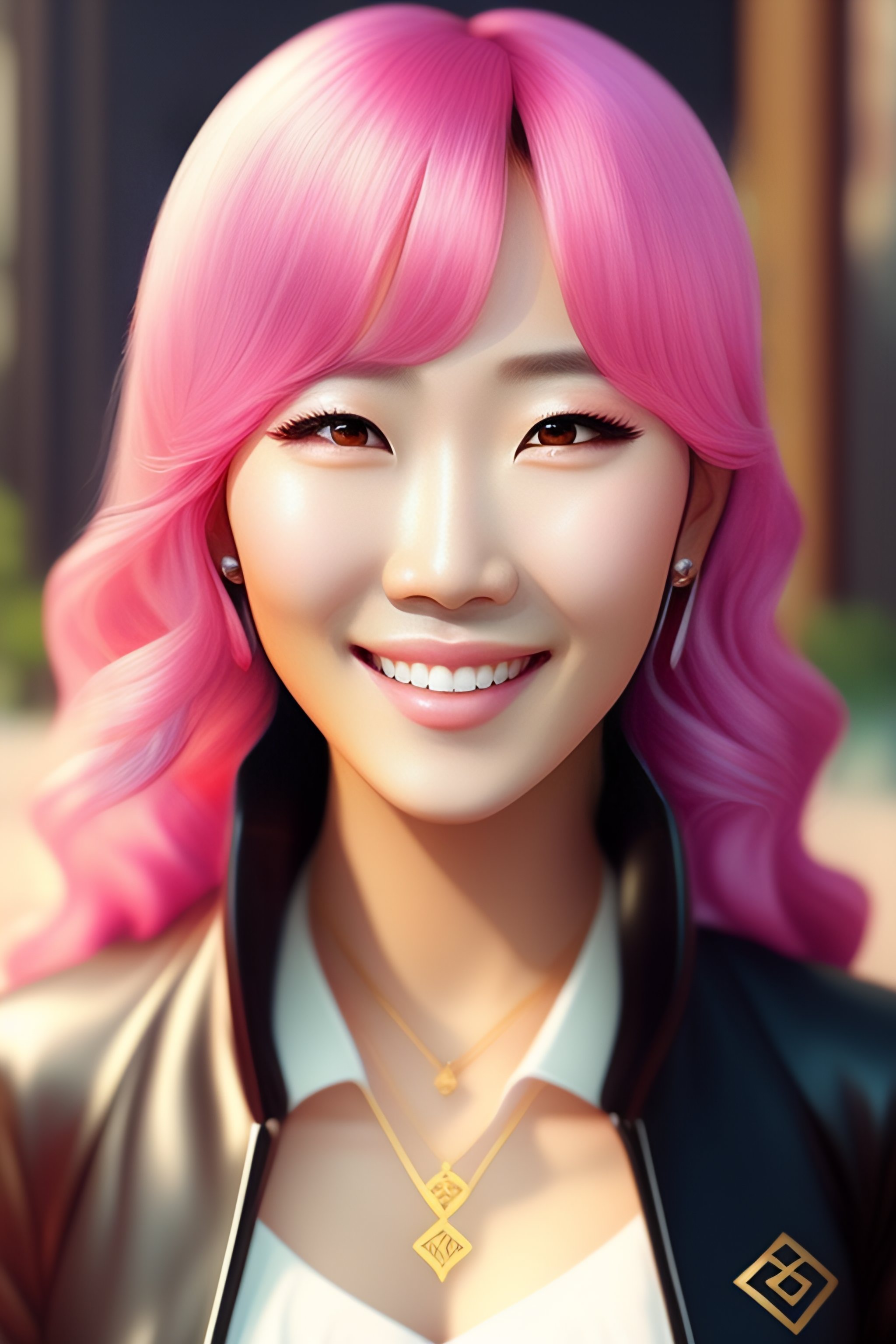 Lexica - Portrait of an korean anime character hyper realistic pink ...