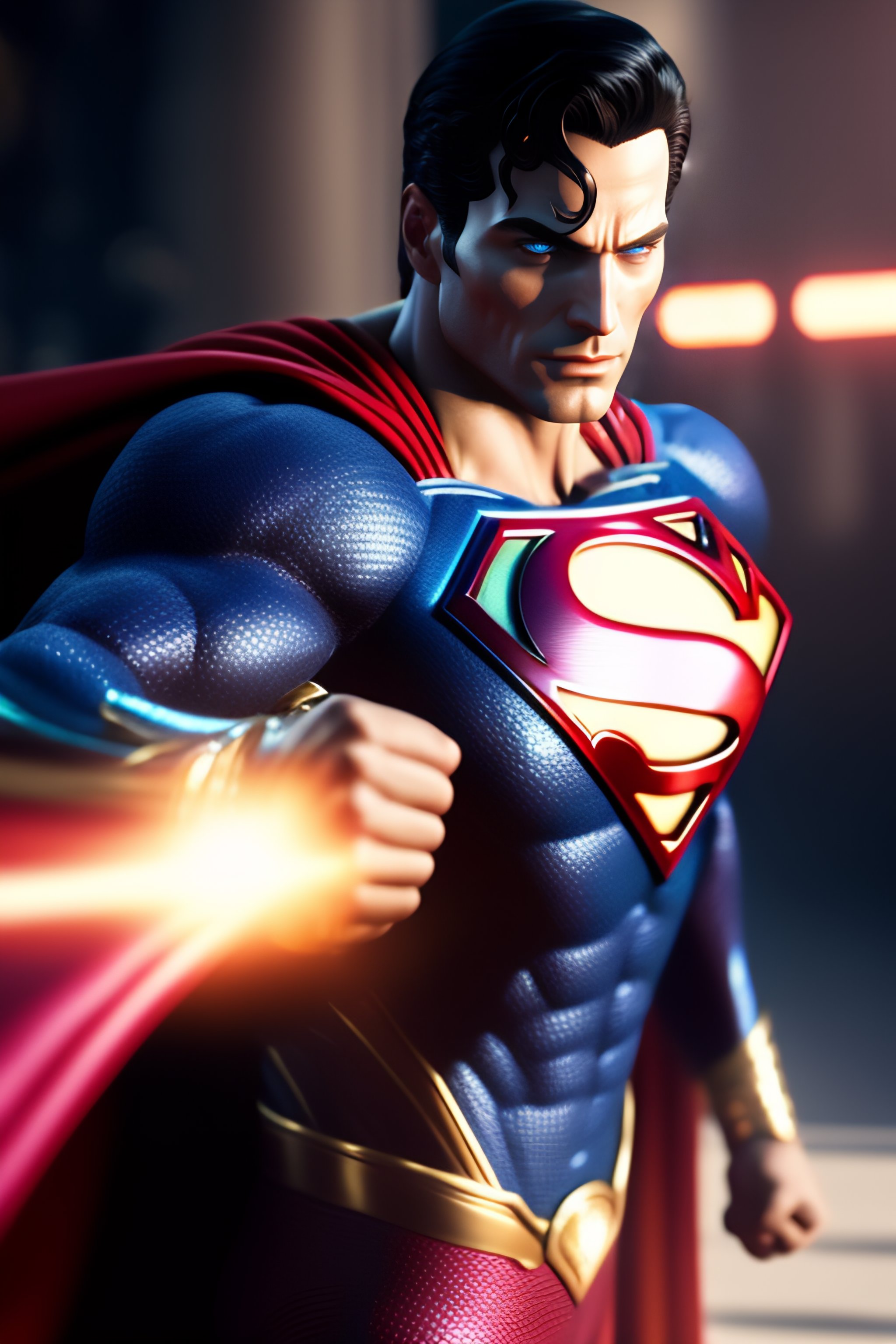 Lexica - Superman stopping a laser with his chest, full body, ultra ...