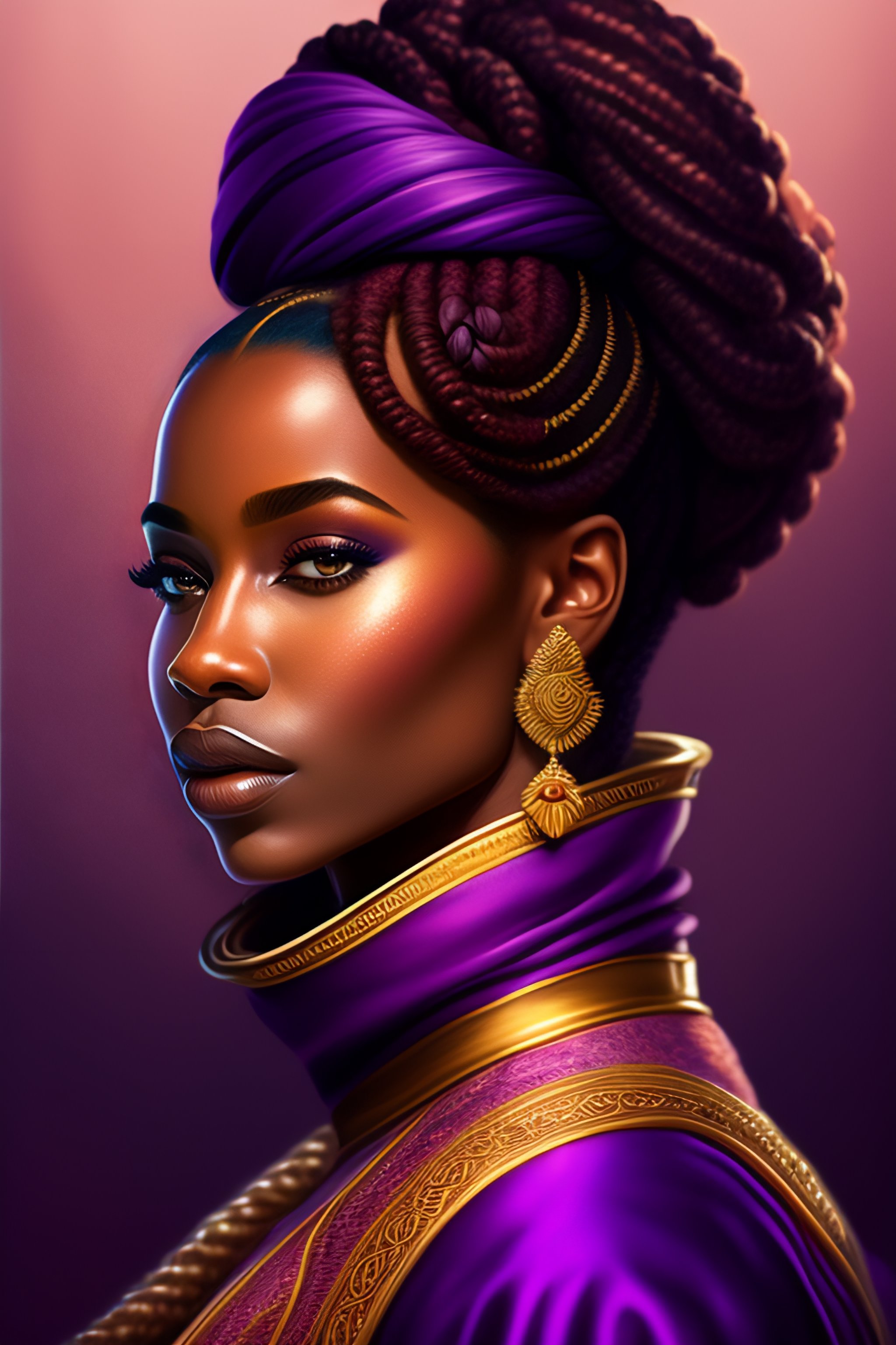 Lexica - Portrait of a young african american queen with long marsala ...