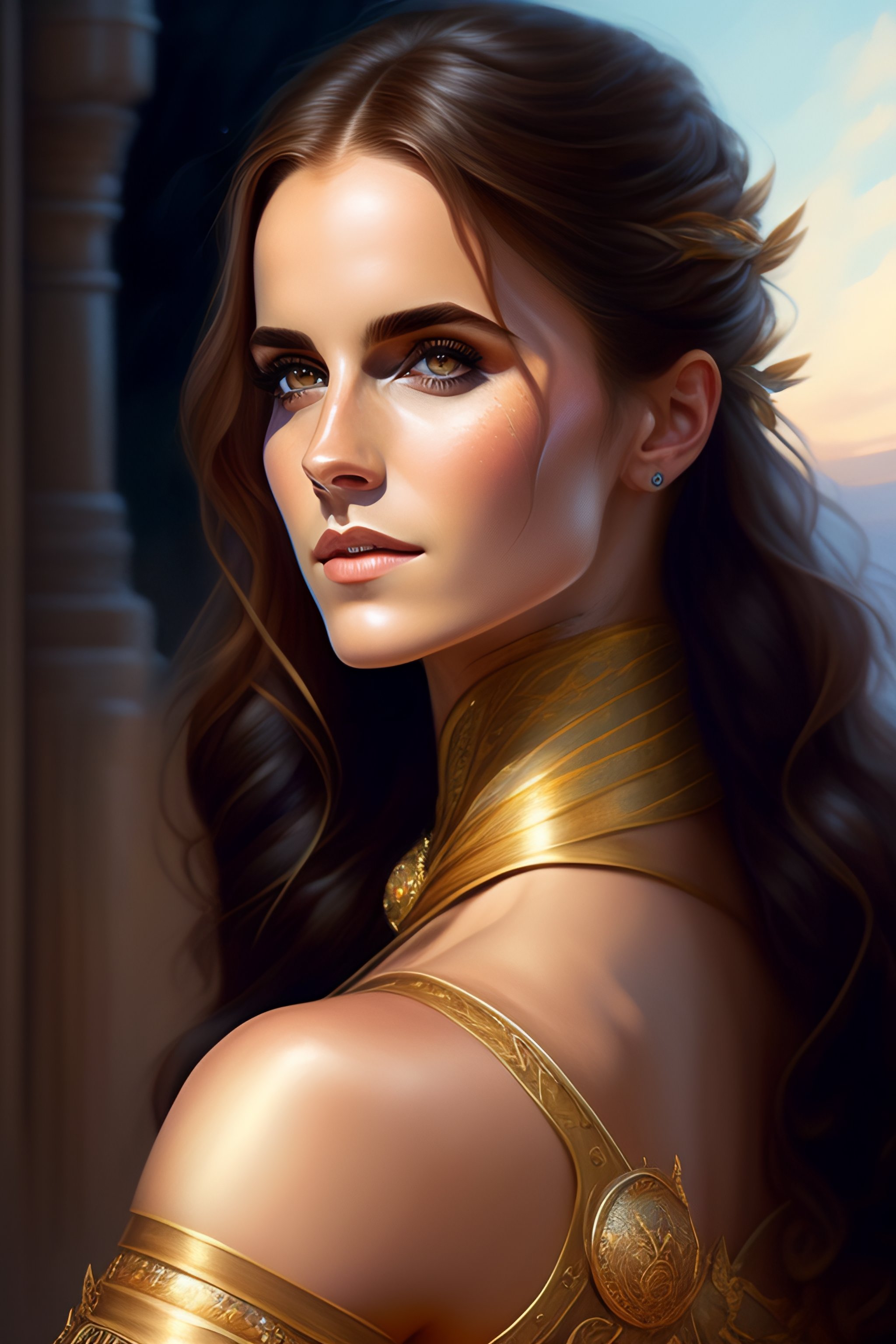 Lexica - Full potrait of thin muscular Emma watson and powerful ...