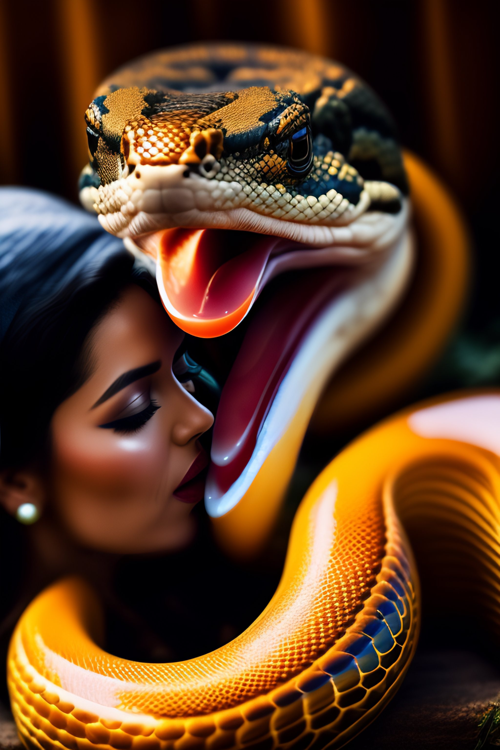 Lexica - A snake eating a person, furious, awful, fear
