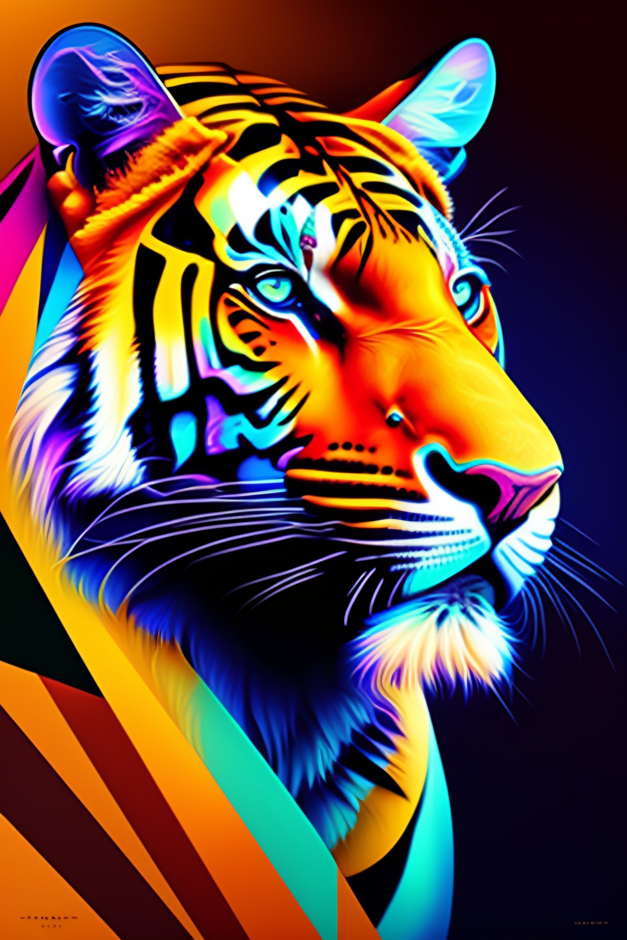 Lexica - Geometric, psychedelic, Picasso style tiger