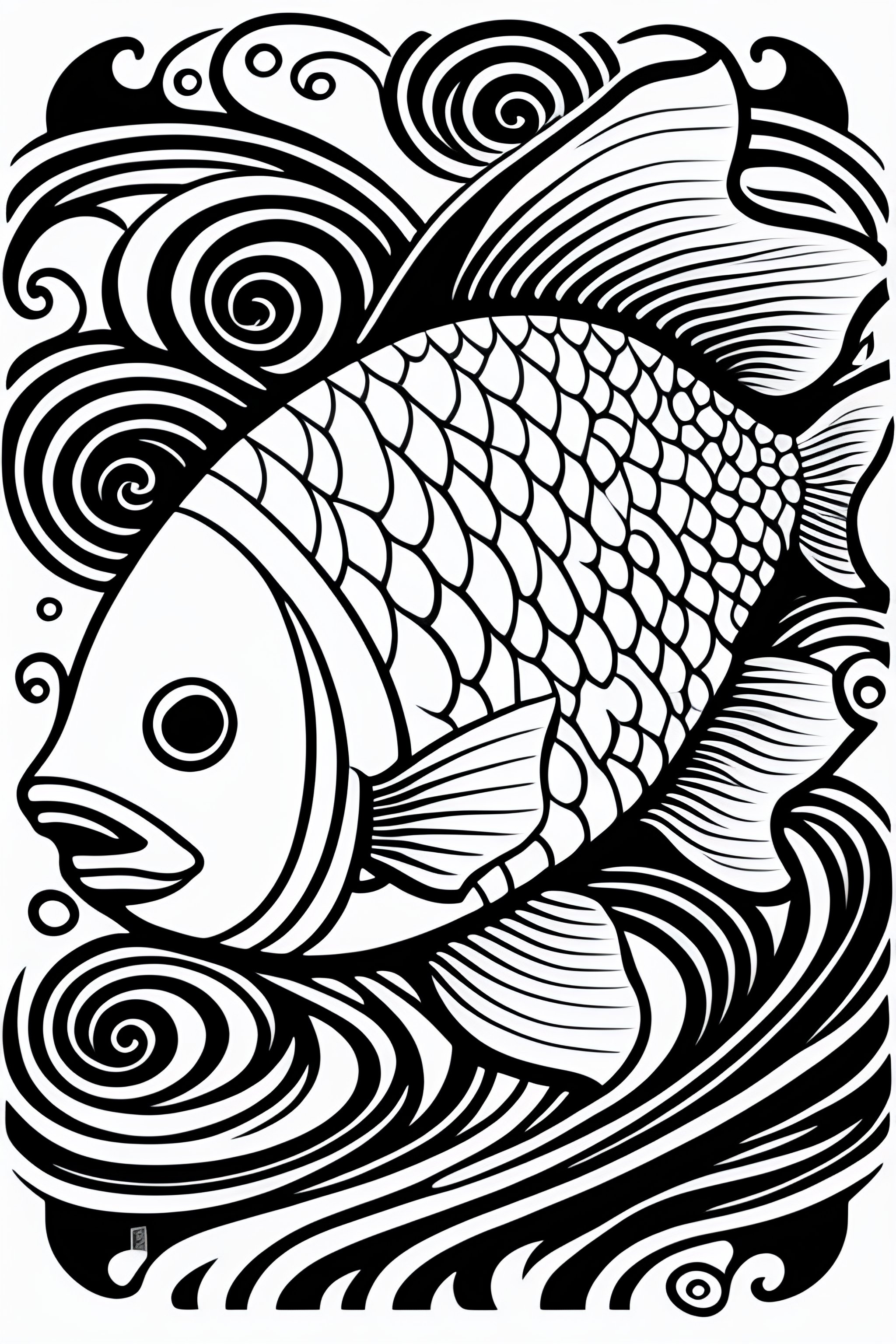 Lexica - Highly detailed vector image rectangle ocean fish monotone ...