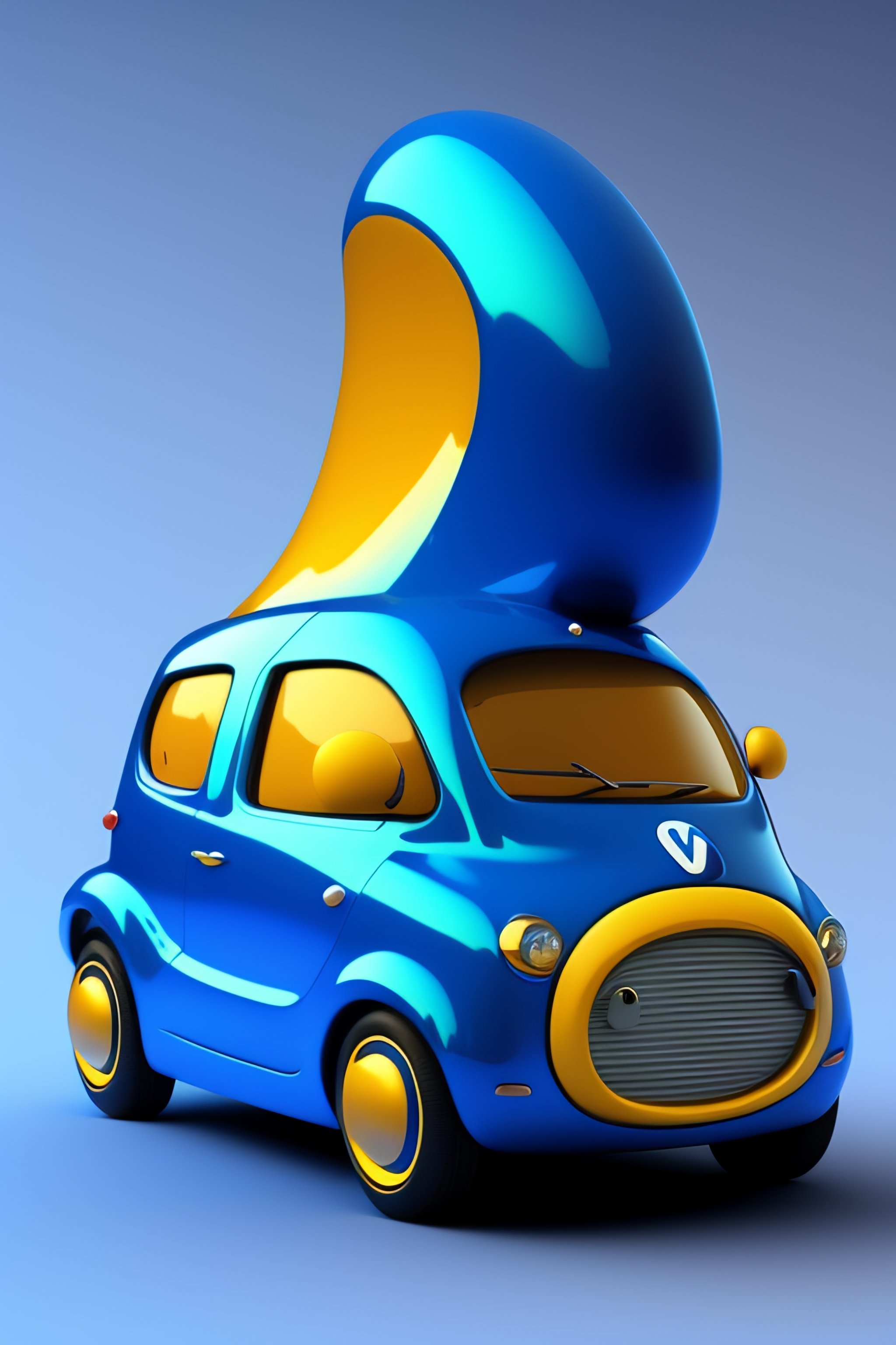 Lexica - A 3d blue cartoon face Renault car smiling, fantasy, cute, dreamlike, surrealism ...