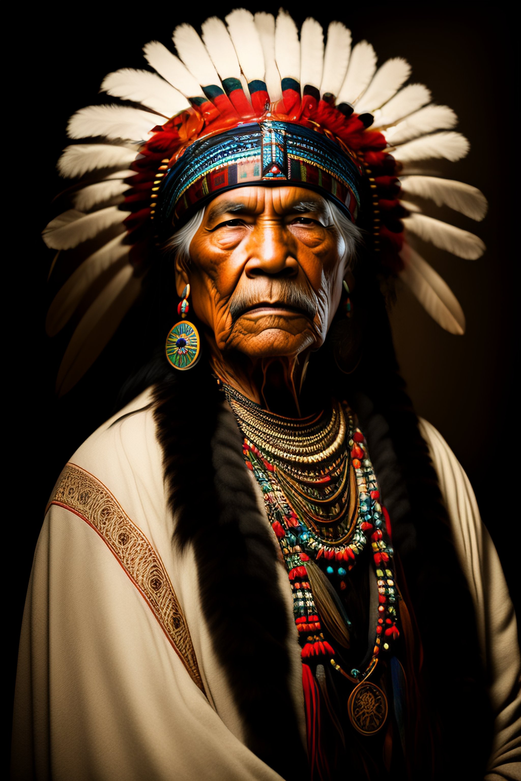 Lexica - Masculine native american elder in a rembrandt style with ...