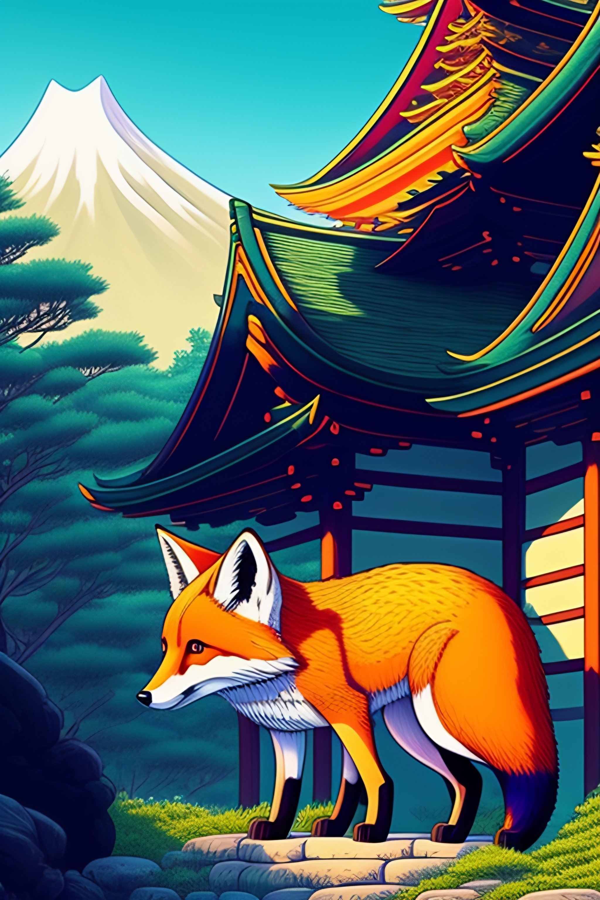 Lexica - A beautiful fox dreaming at shrine in japan hyper detailed ...