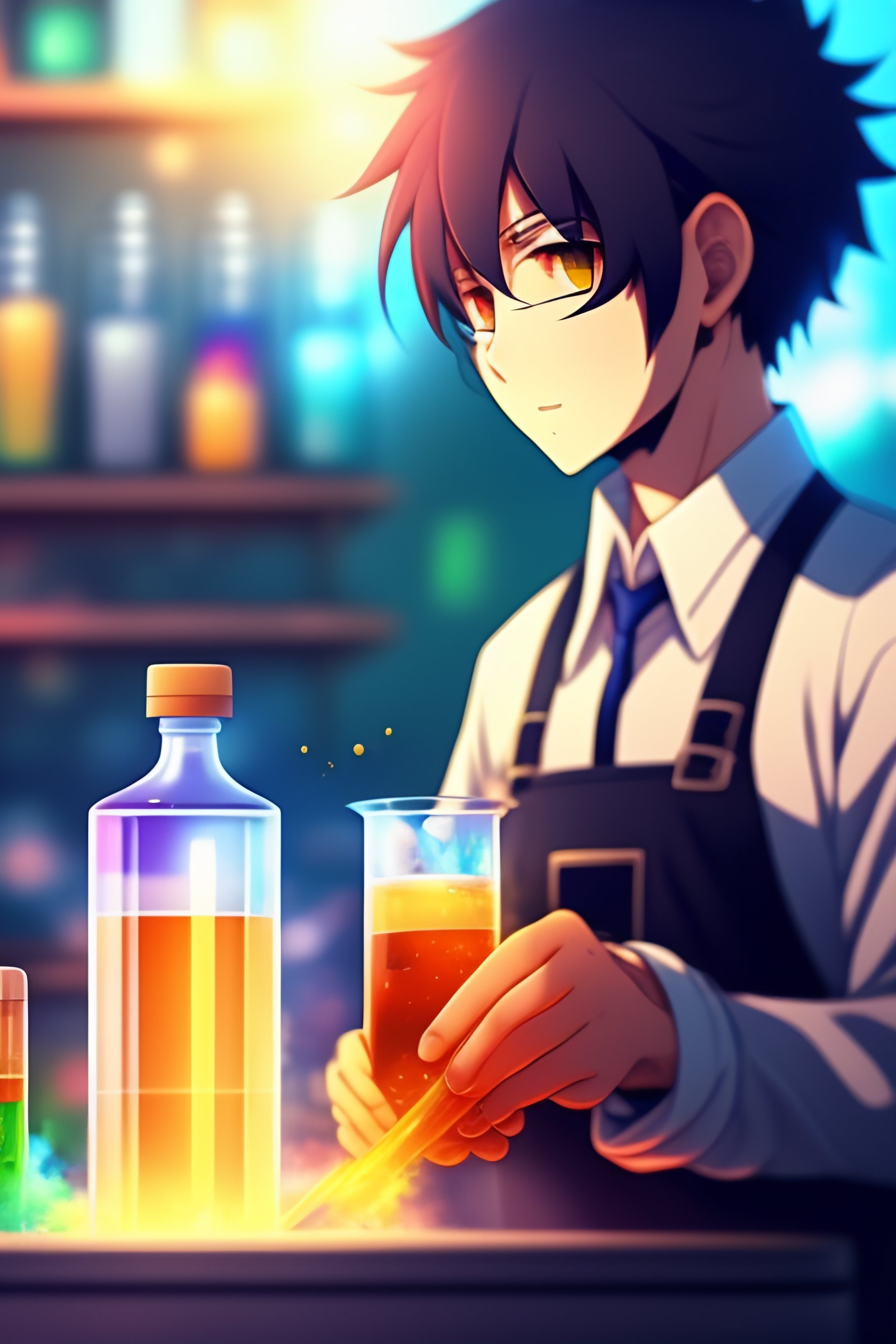 Lexica - Anime boysmixing chemicals in a lab. pixiv, by makoto shinkai ...