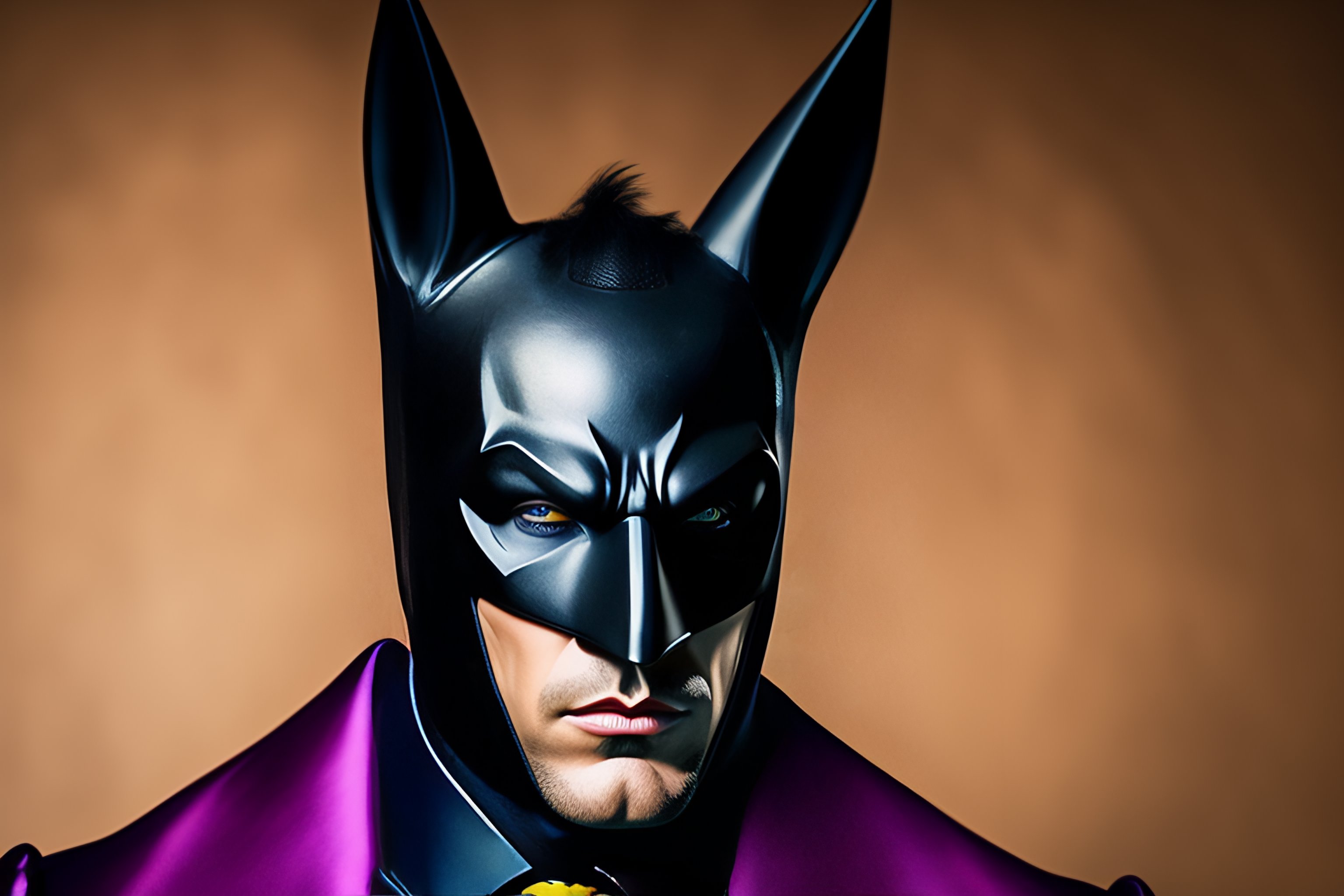 Lexica - A very handsome batman with a clown nose and hare ears