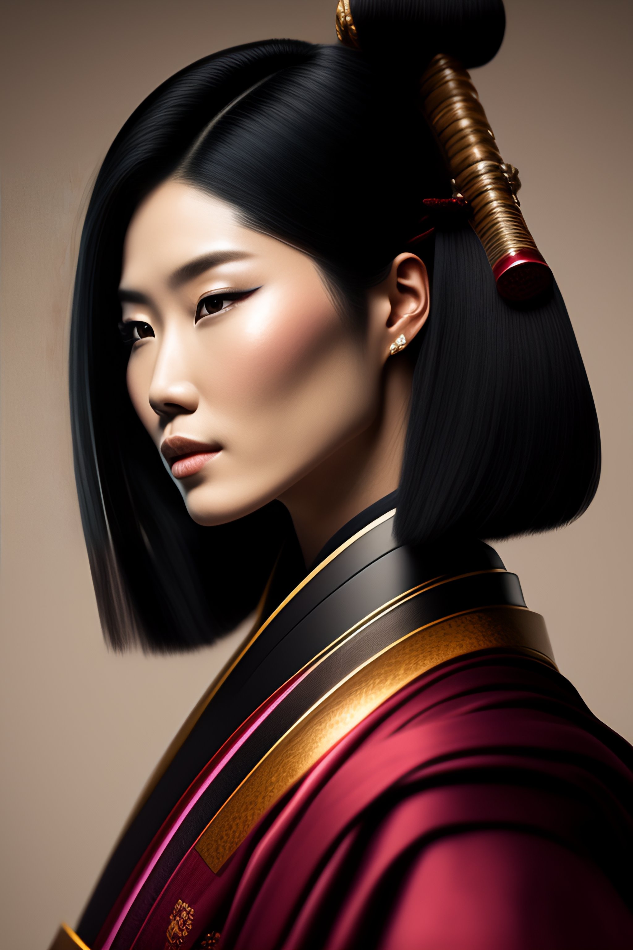 Lexica - 1080p female samurai, bob haircut, katana