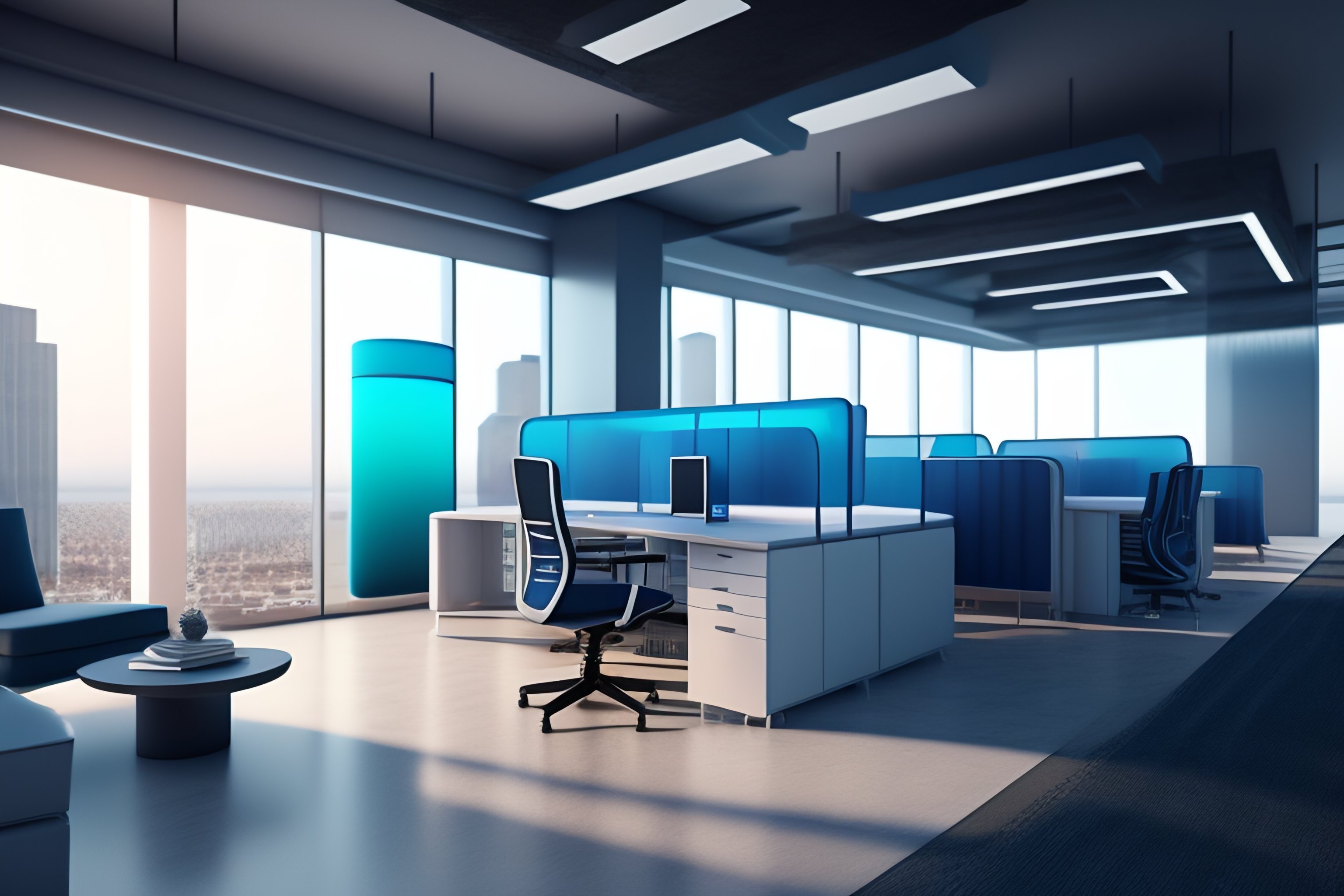 Lexica - Futuristic coporate office interior photorealistic archviz ...