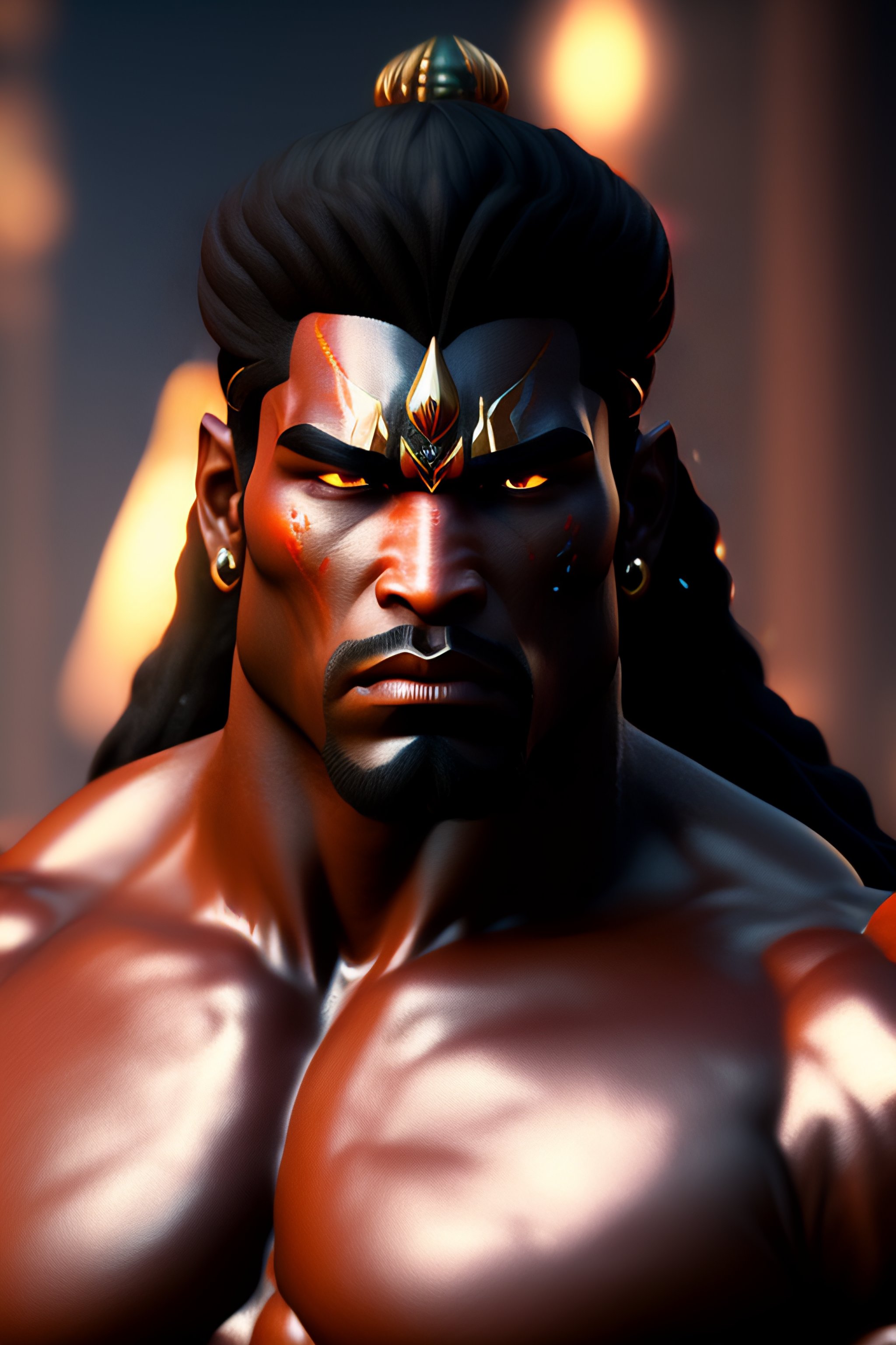Lexica - Anime of muscular Lord Shiva, angry face, close up, 8k, unreal ...