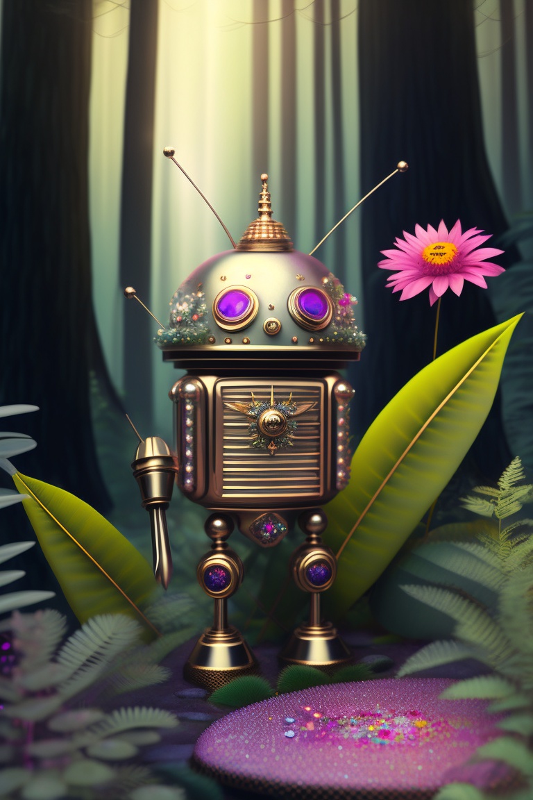 Lexica - Magic trippy silver 1950;s spiked robot with attitude, jewel ...