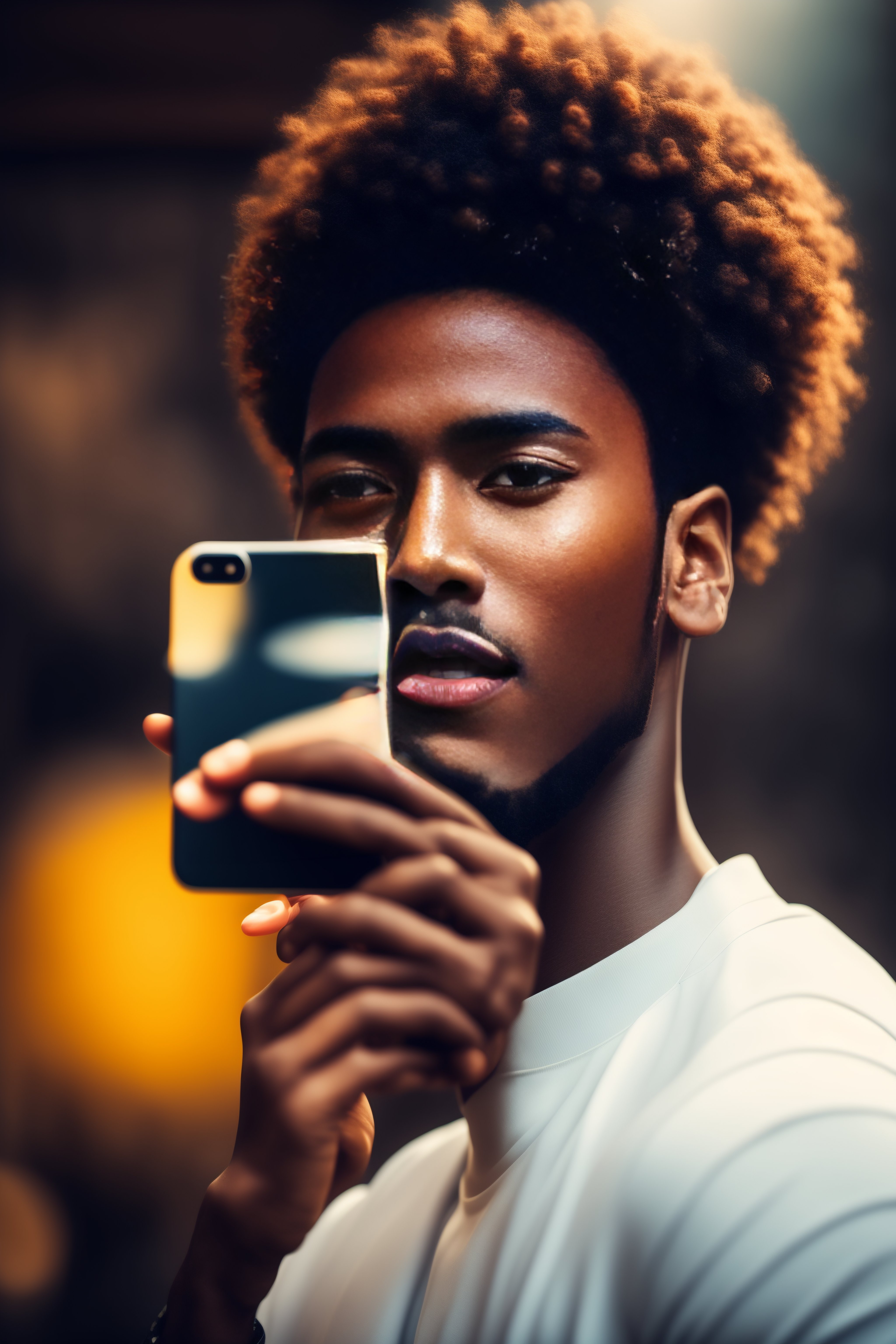 Lexica - A young man taking a selfie of himself with his iPhone