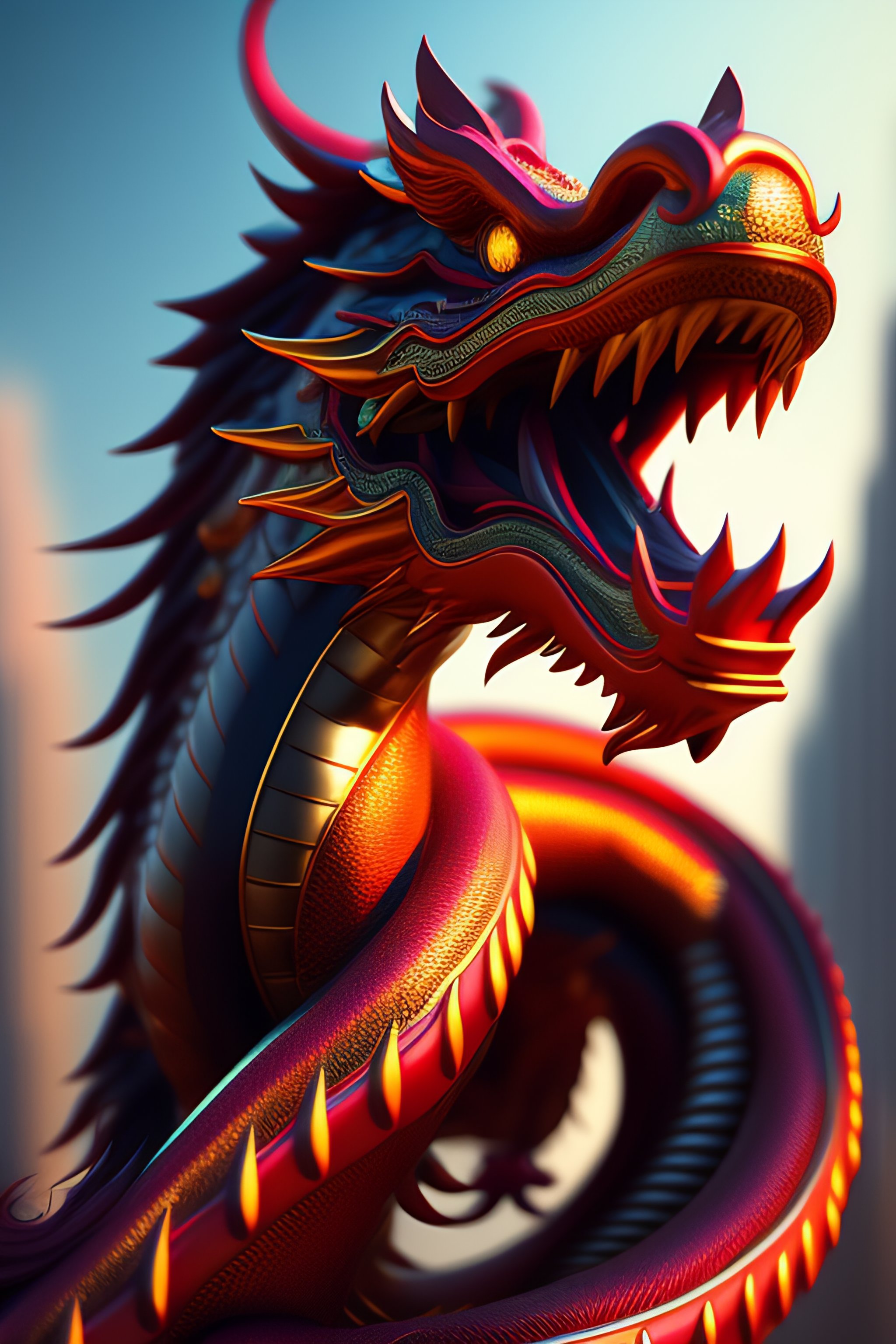 Lexica - A Chinese dragon coiling around itself , HDR, Ultra High ...