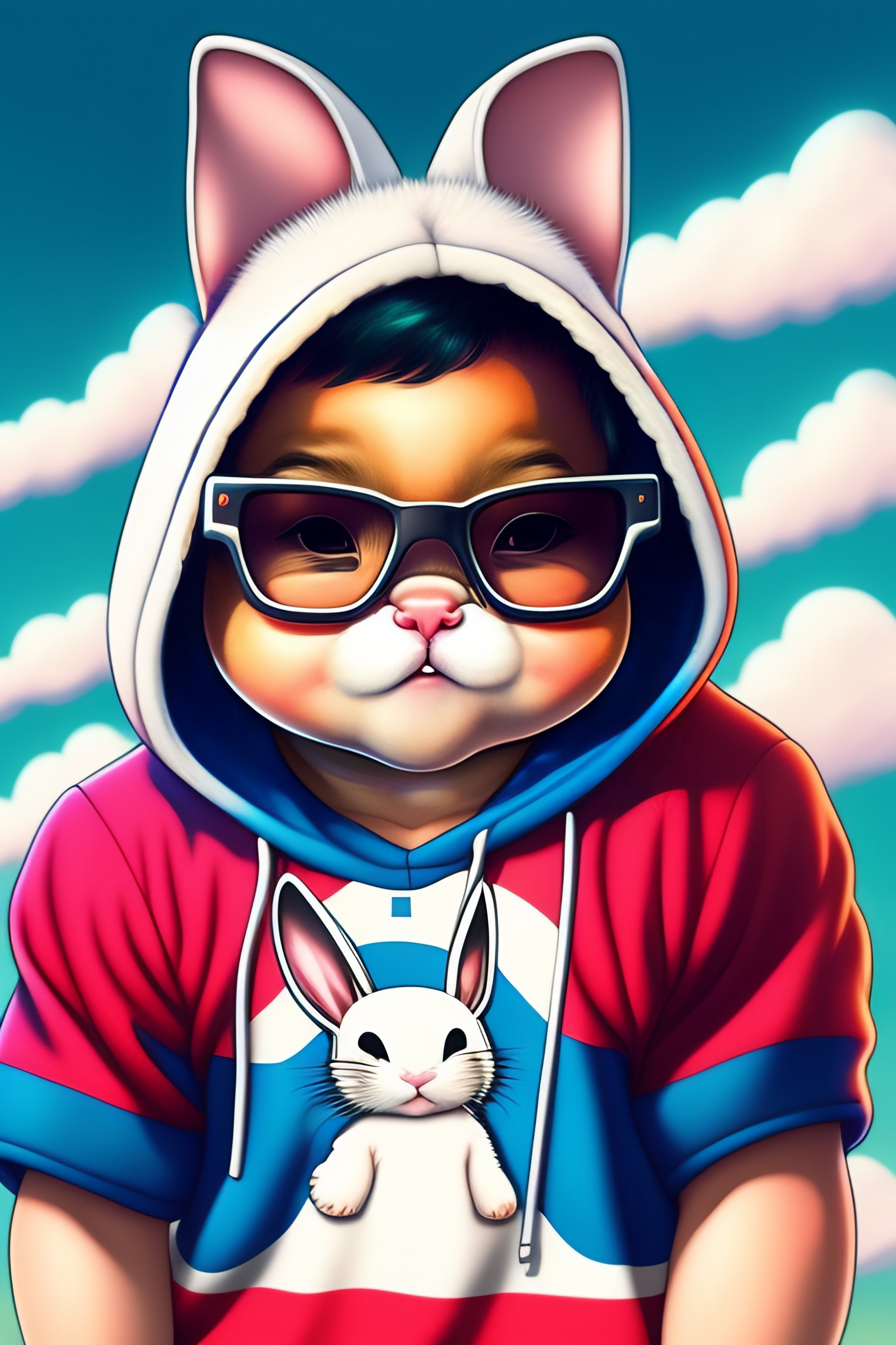 Lexica - Full-bodied portrait, Cute and adorable cartoon white rabbit ...