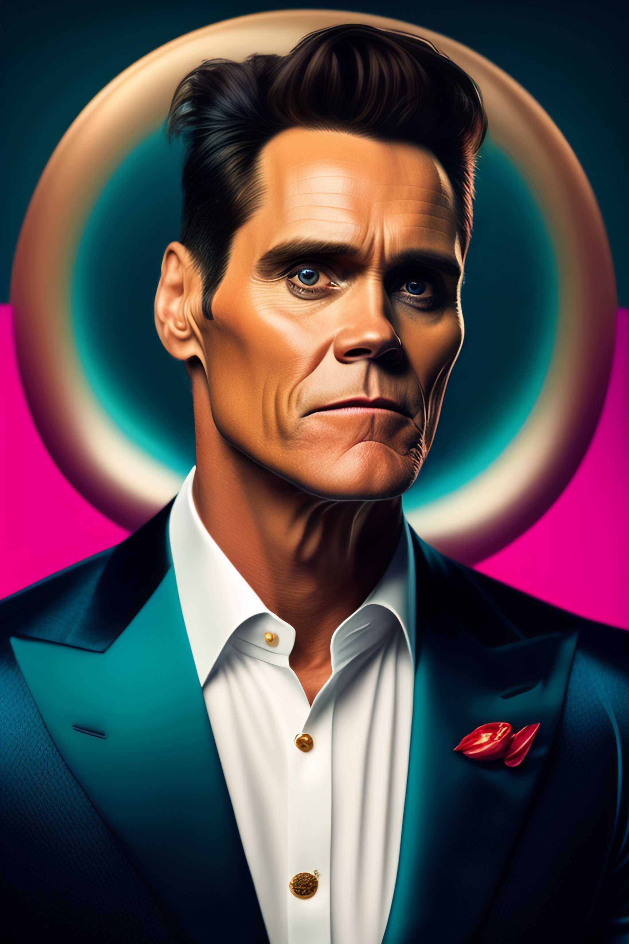 Lexica - Surrealist portrait of jim Carrey as rapper , album cover