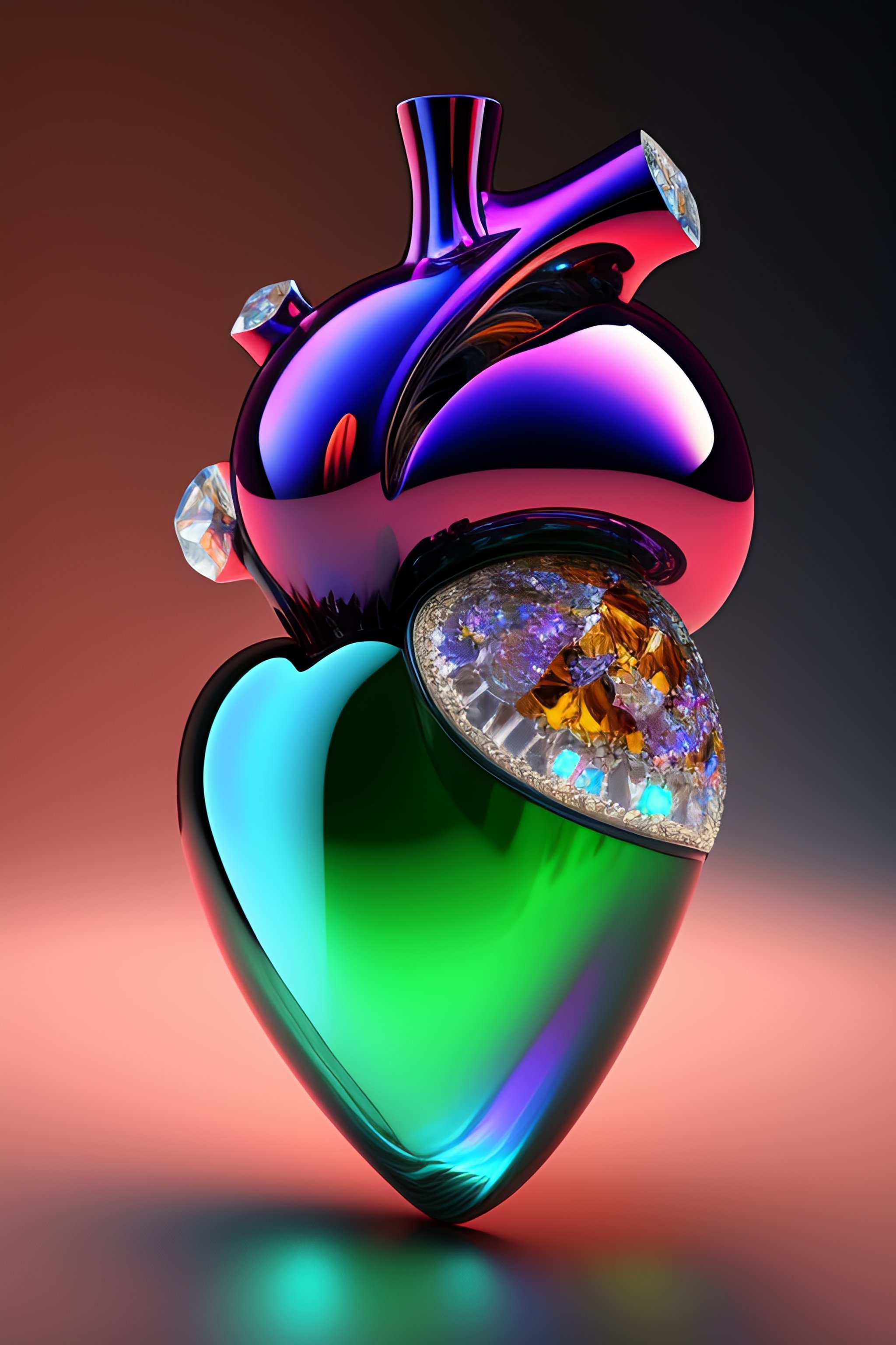 Lexica - Glass sculpture of anatomical heart with stained crystle ...