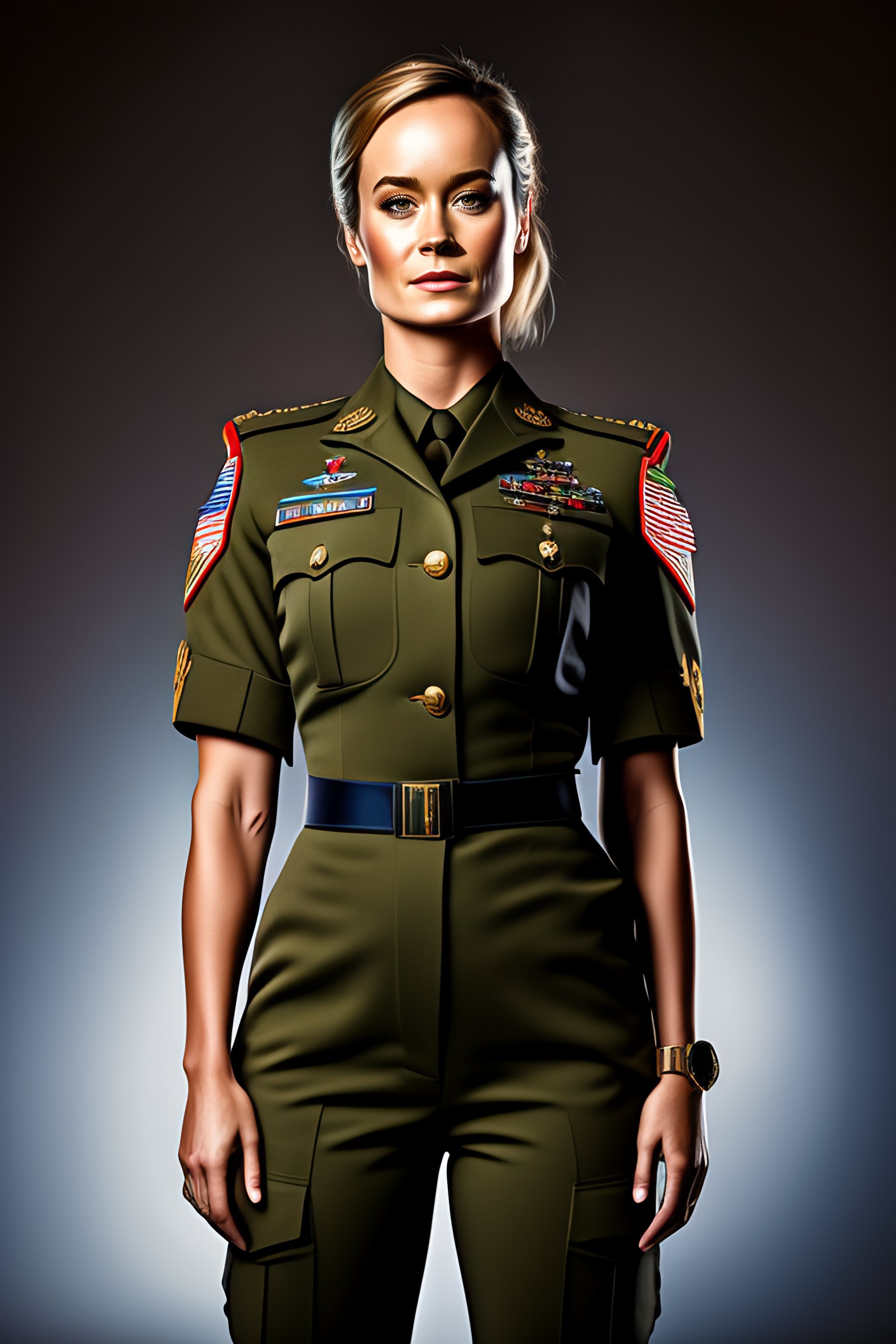 Lexica - Brie Larson as a female military officer, realistic detailed ...