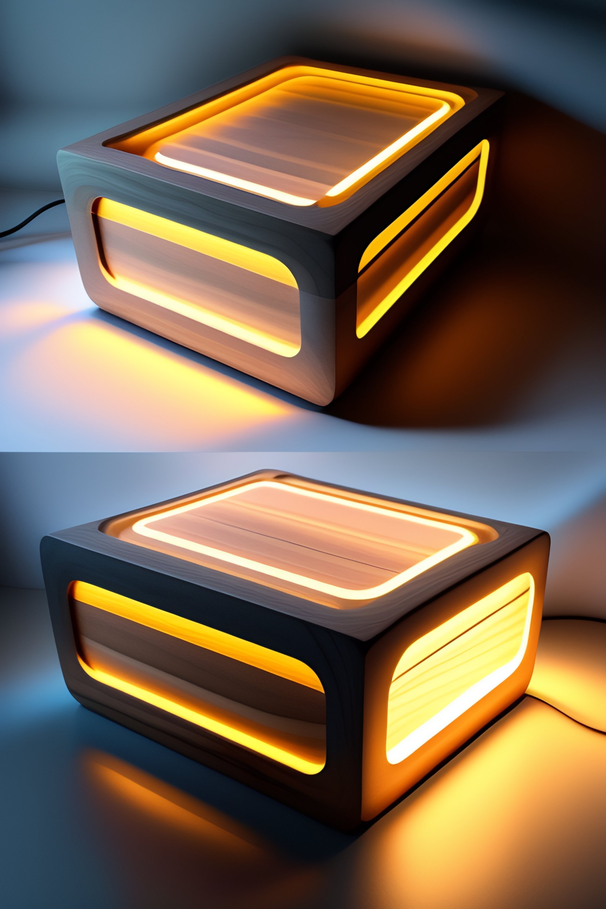 Lexica - Lasercut wood case box led MDF furniture