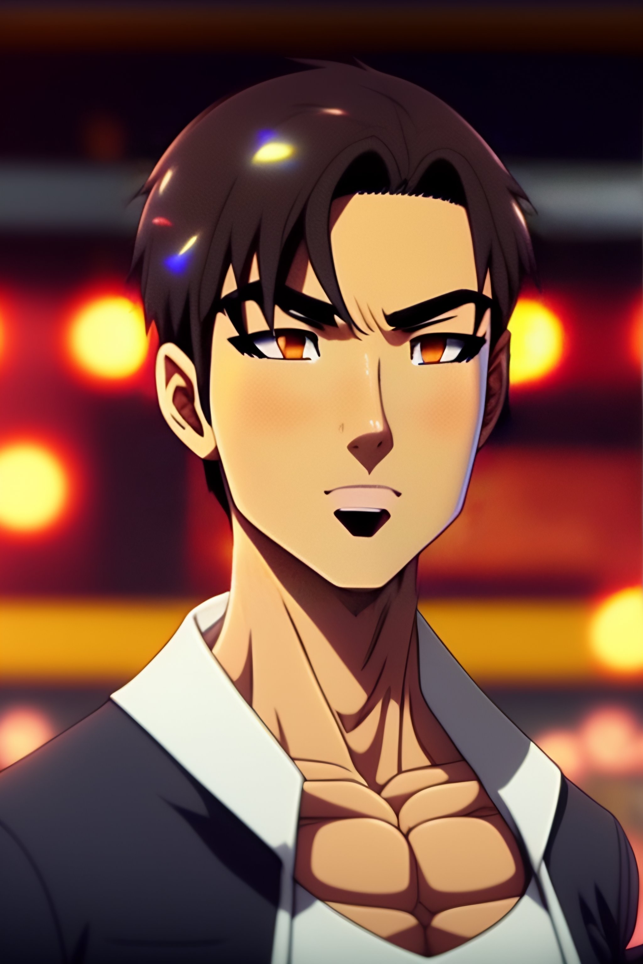 Lexica - Create an anime cartoon of an anime middle man with semi bald ...