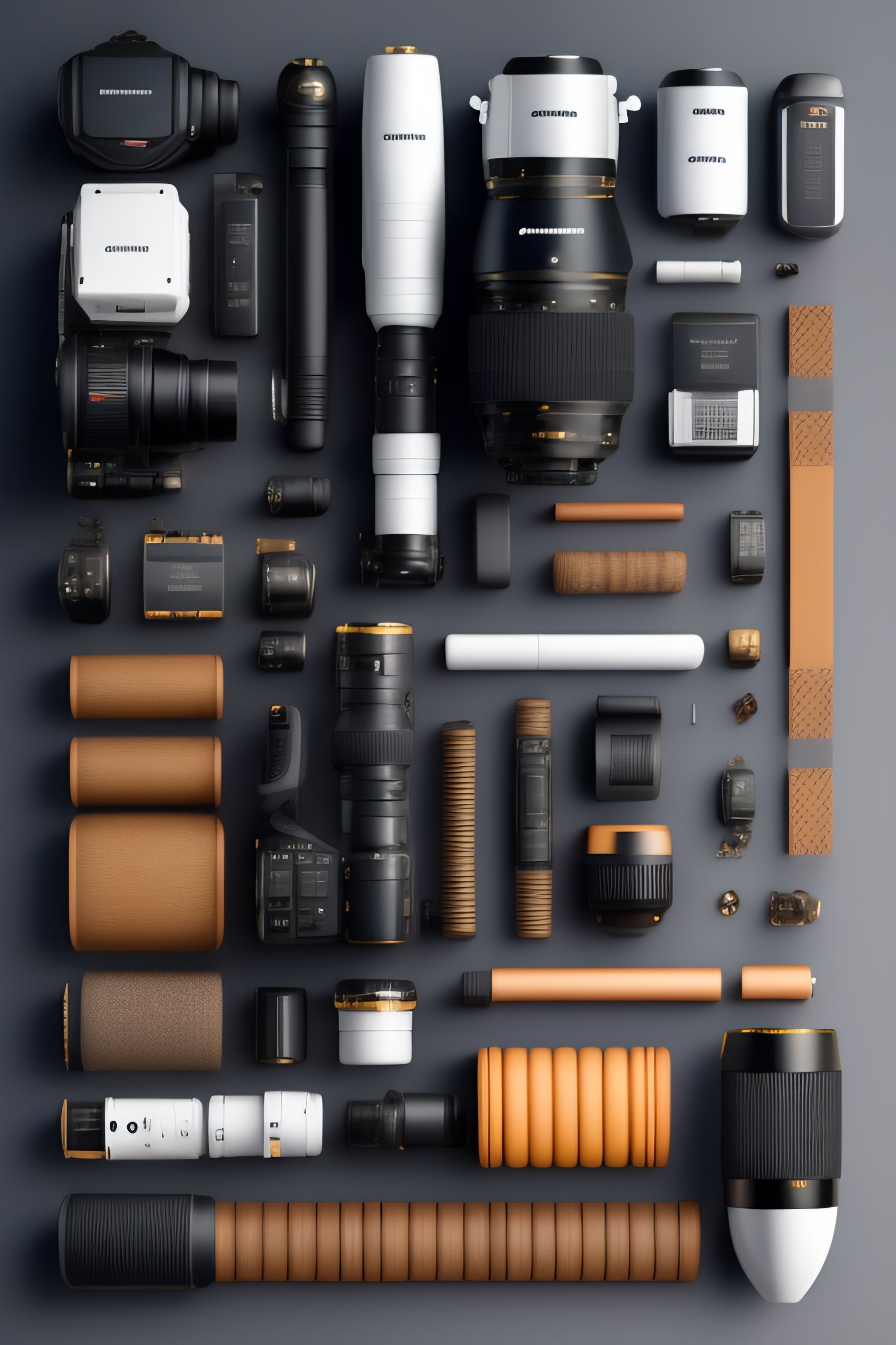Lexica - Canon photocamera, Costumes and props, Knolling, Knolling ...