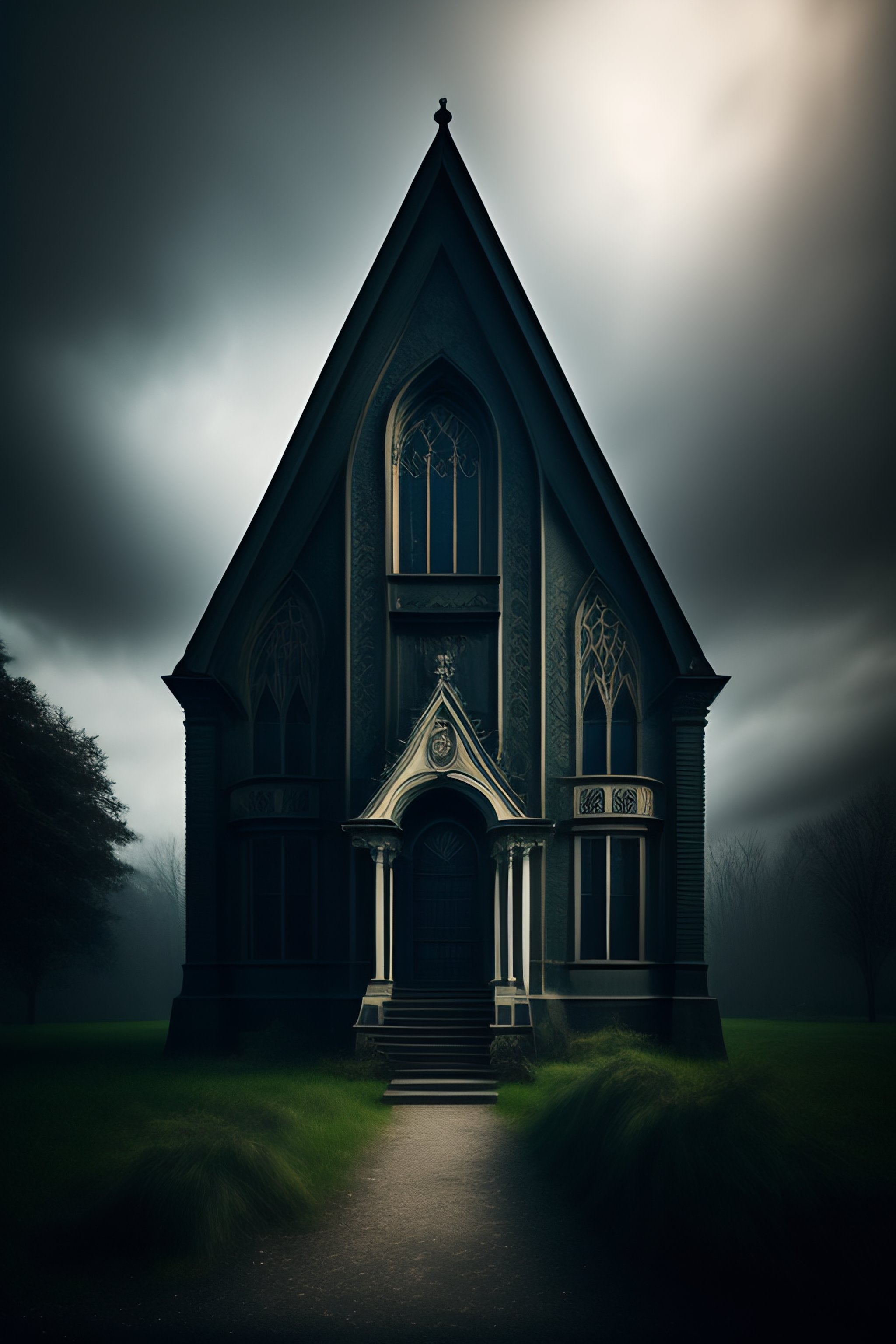 Lexica - Gloomy gothic building, creepy background, all in dark colors
