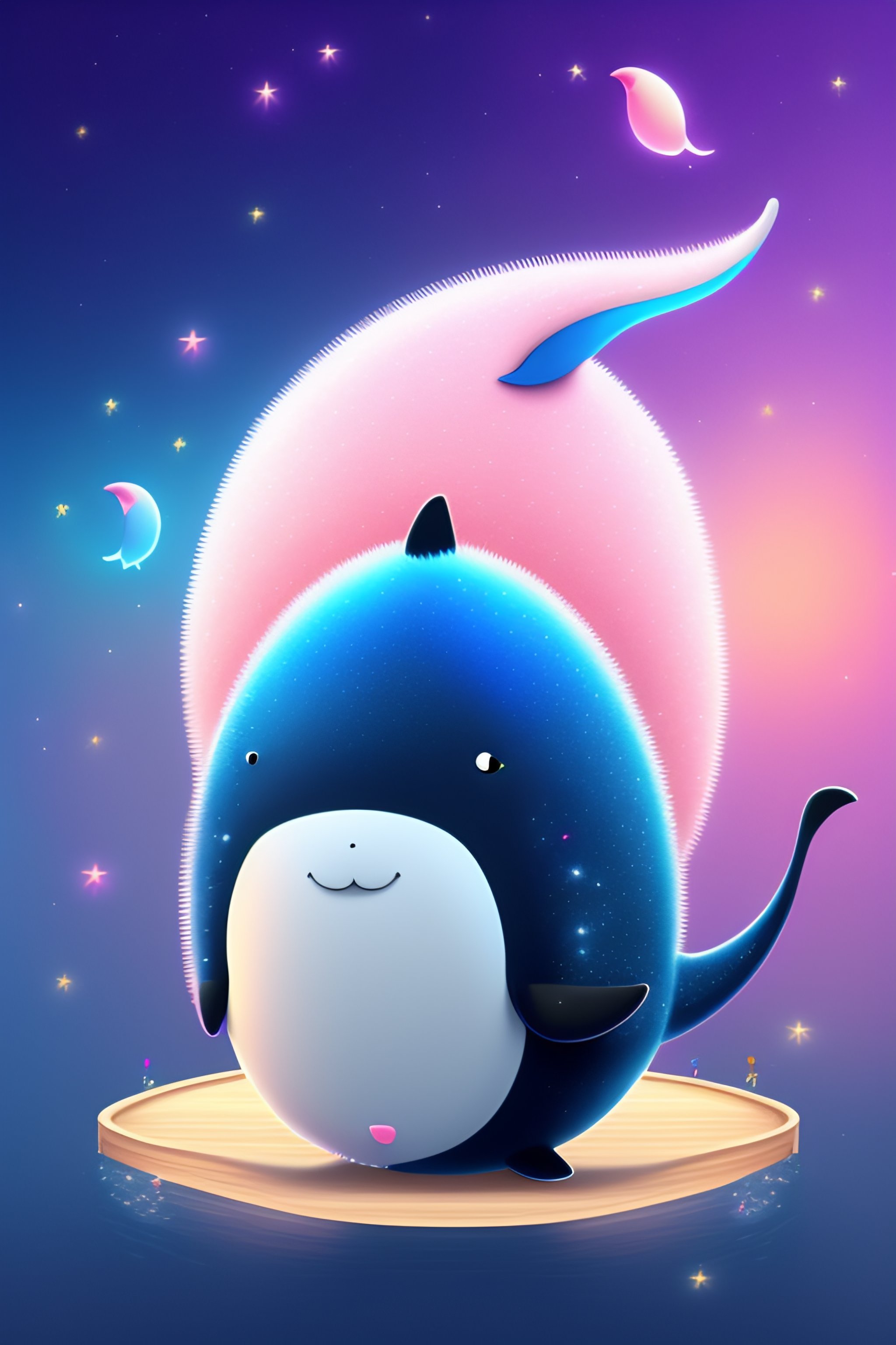 Lexica - CUTE AND ADORABLE CARTOON FLUFFY WHALE, PARTY, FANTASY ...