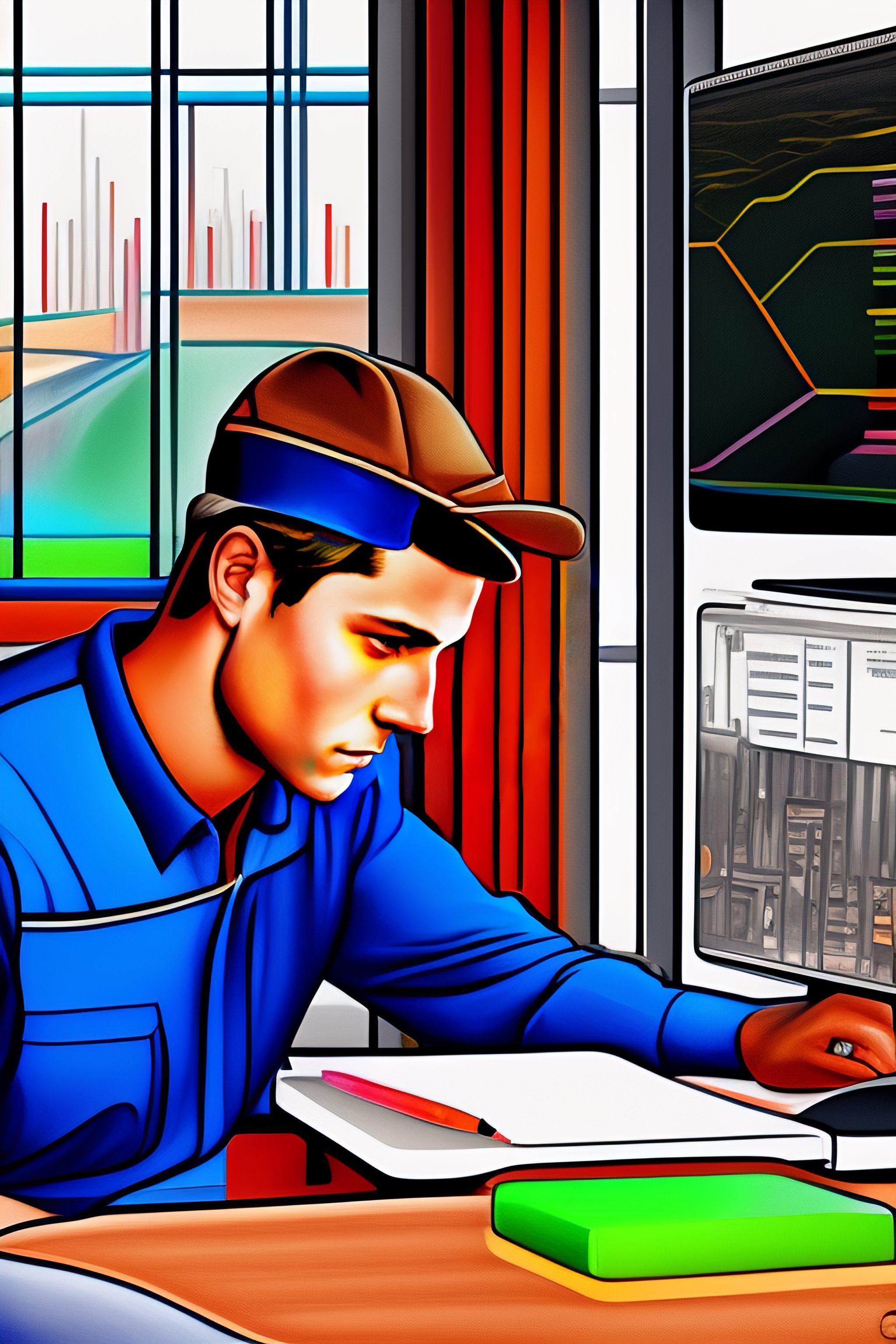Lexica - Color line drawing of an web 3 explorer human learning about ...