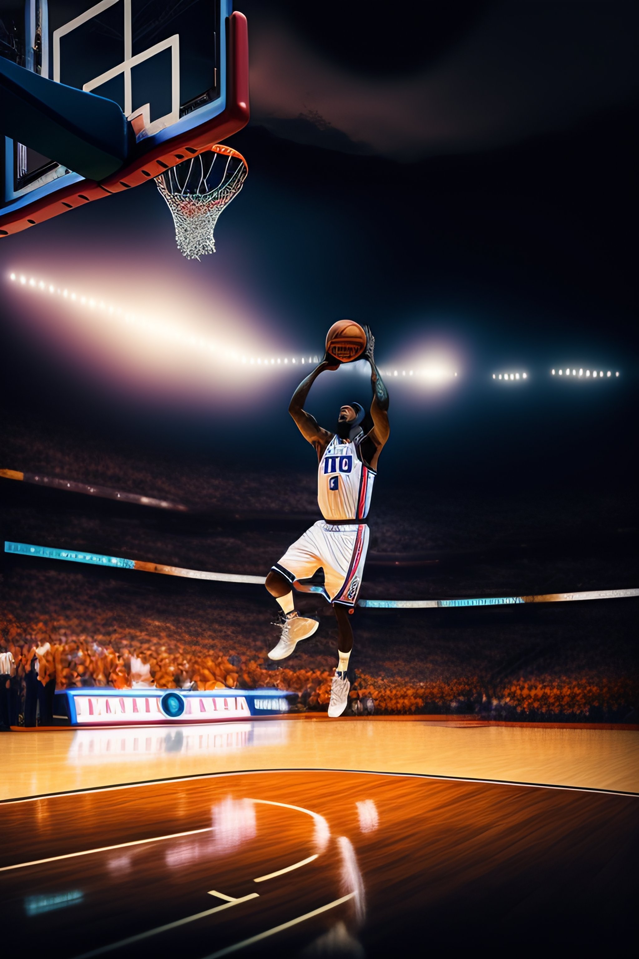 Lexica - NBA basketball player dunking a ball on a court, 8k, beautiful ...