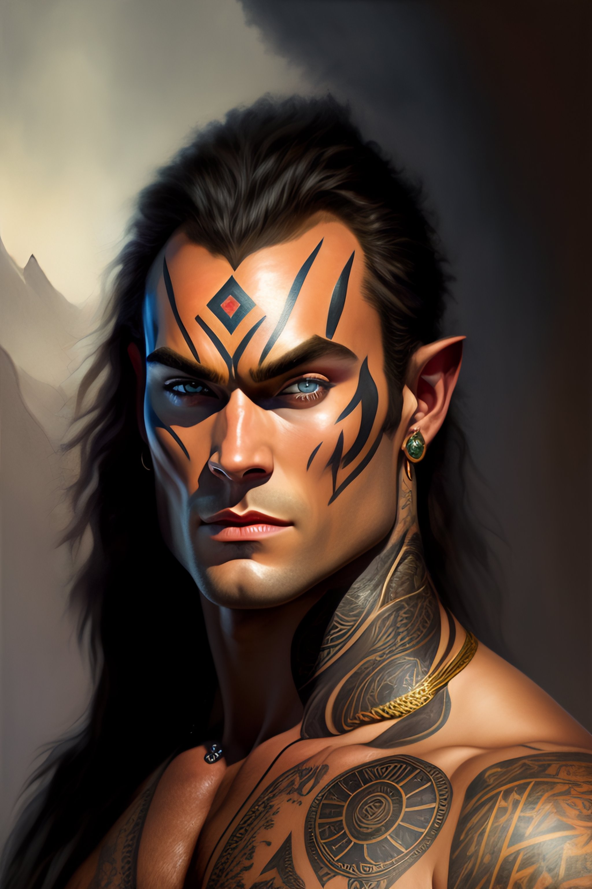 Lexica - D&d full body portrait male guy half-orc half-human, jude law ...