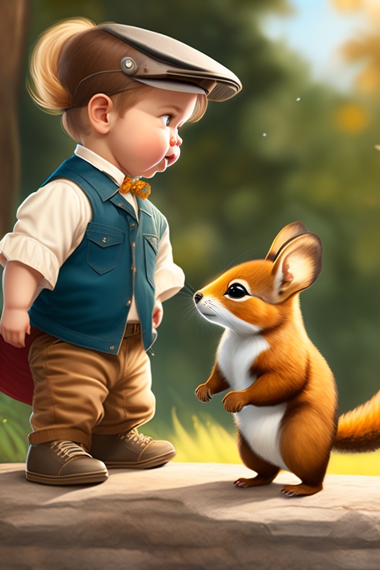 Lexica - Comic book art work, Sammy human male child meets Nutty, a ...