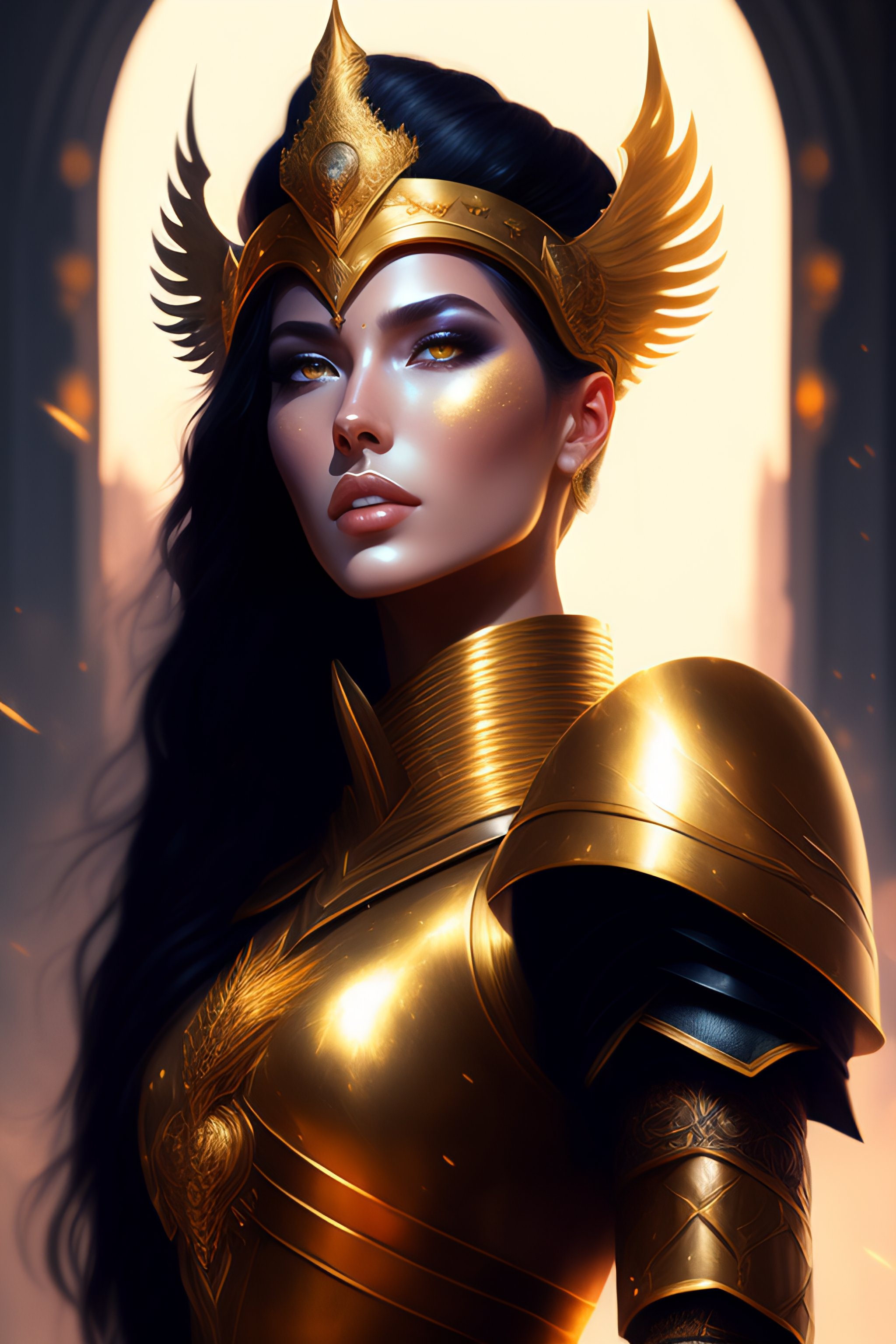 Lexica - Portrait dark fantasy knight of ancient god, golden and copper ...