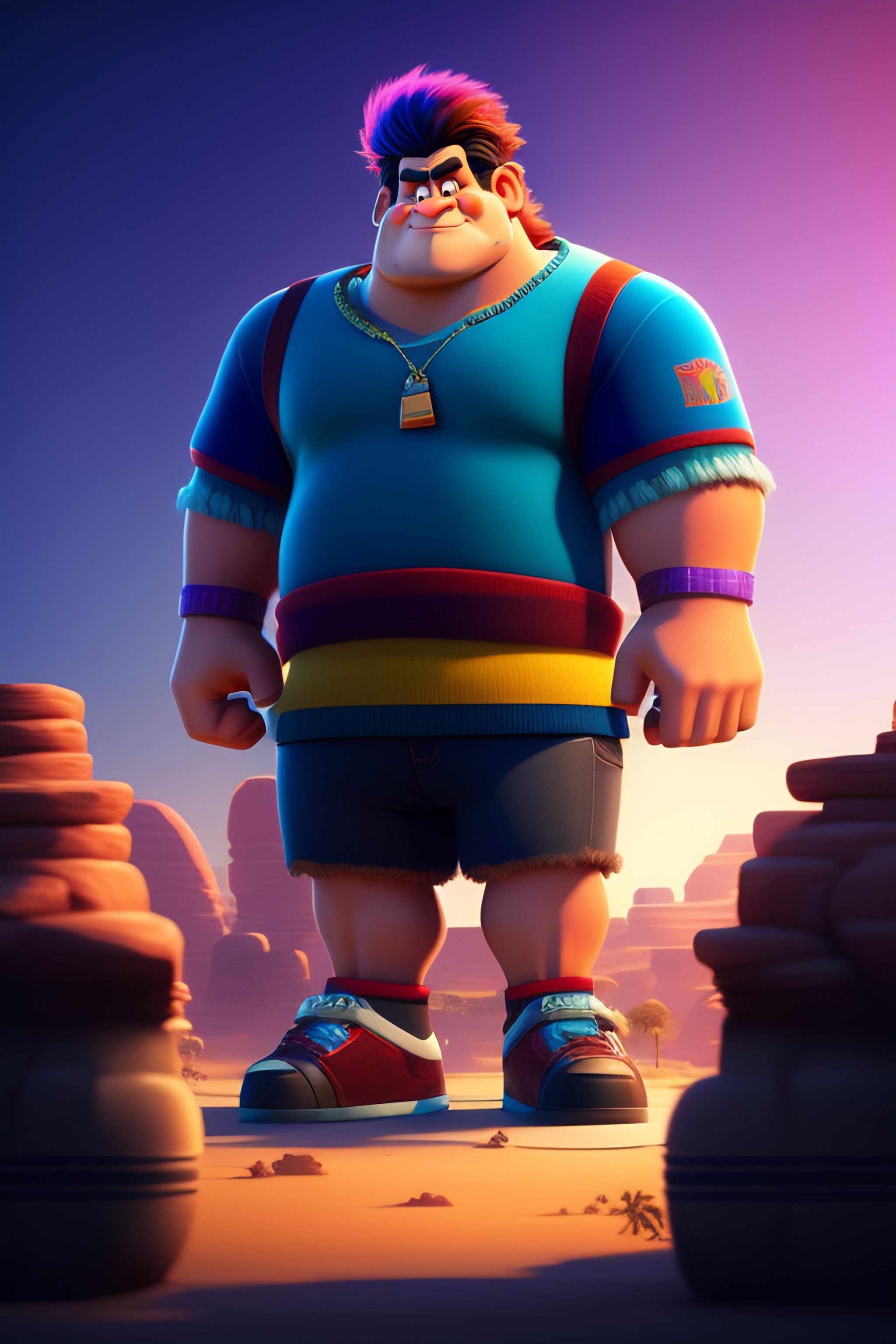 Lexica - Ralph from movie (wreck it ralph) at pyramids, pixar style