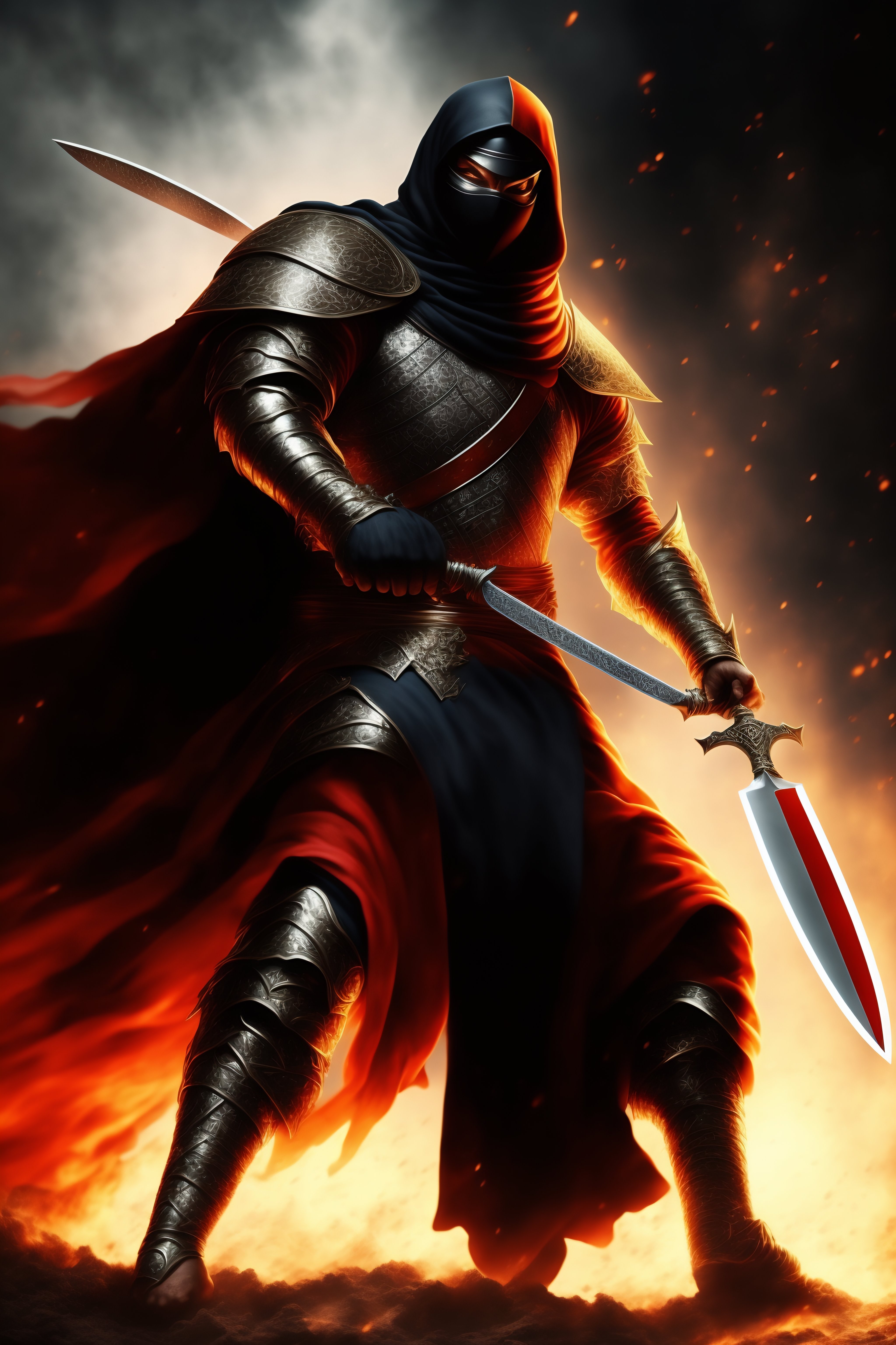 Lexica - A mix of a ninja, a knight templar and a Hashashin cariing a knife